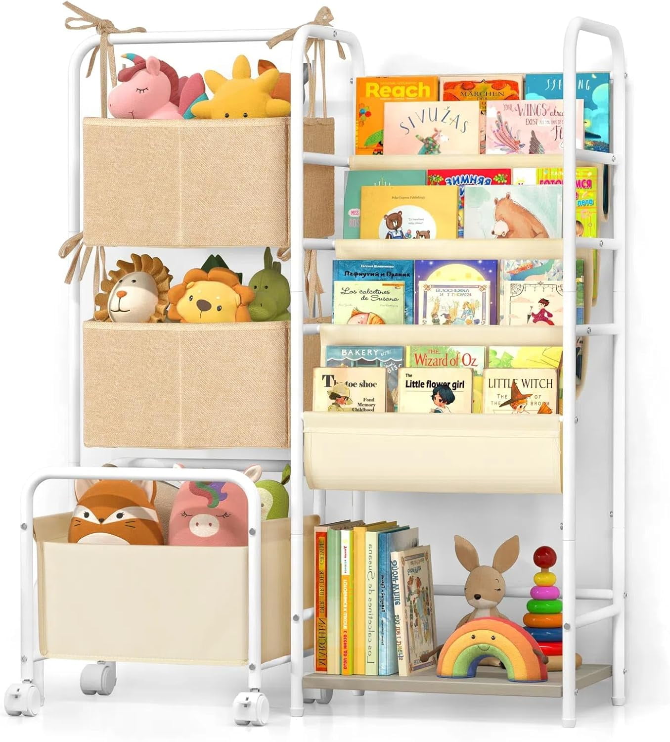 dxynlzq Kids Bookshelf and Toy Storage Montessori Bookshelf 4-Tier Baby ...