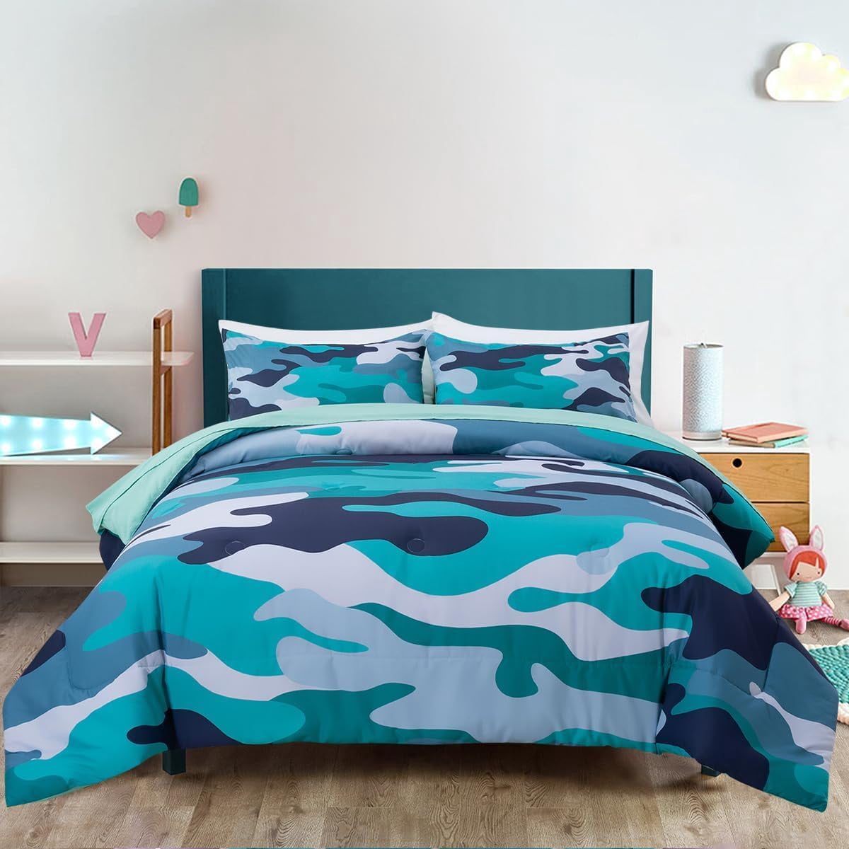 dxynlzq King Size Camouflage Bedding Comforter Set with Sheets Boys ...