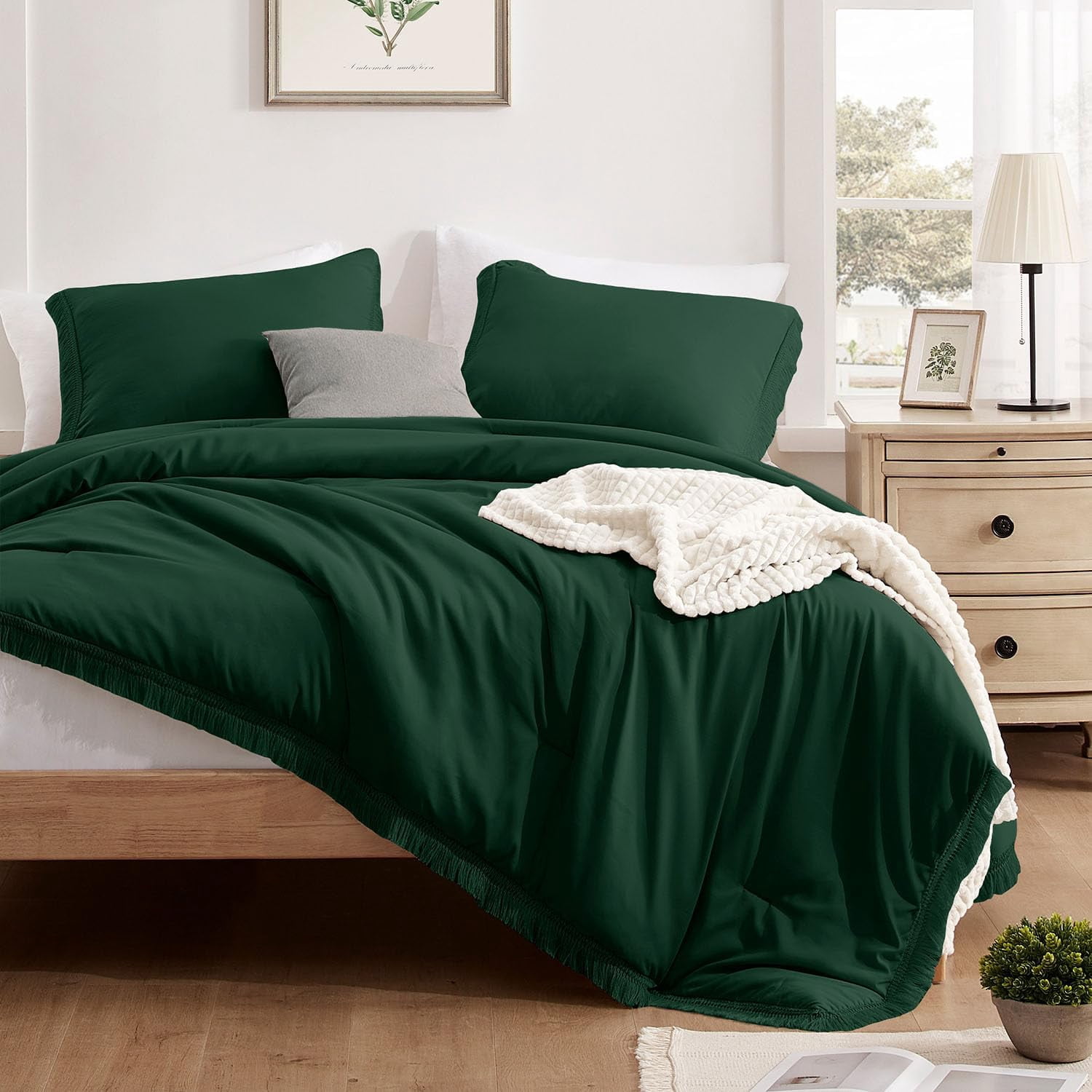 dxynlzq King Size Comforter Set 3 Pieces Boho Tassel Bedding Sets Khaki ...