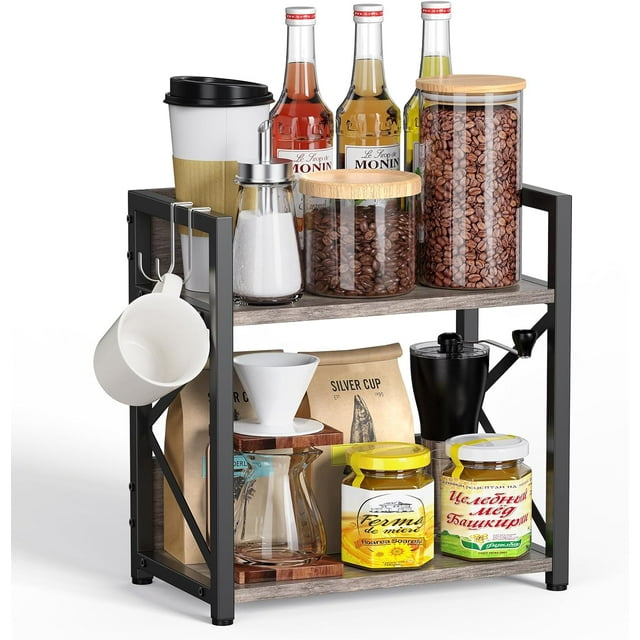 dxynlzq Kitchen-Countertop-Organizer-Shelf 2 Tier Coffee Bar Station ...