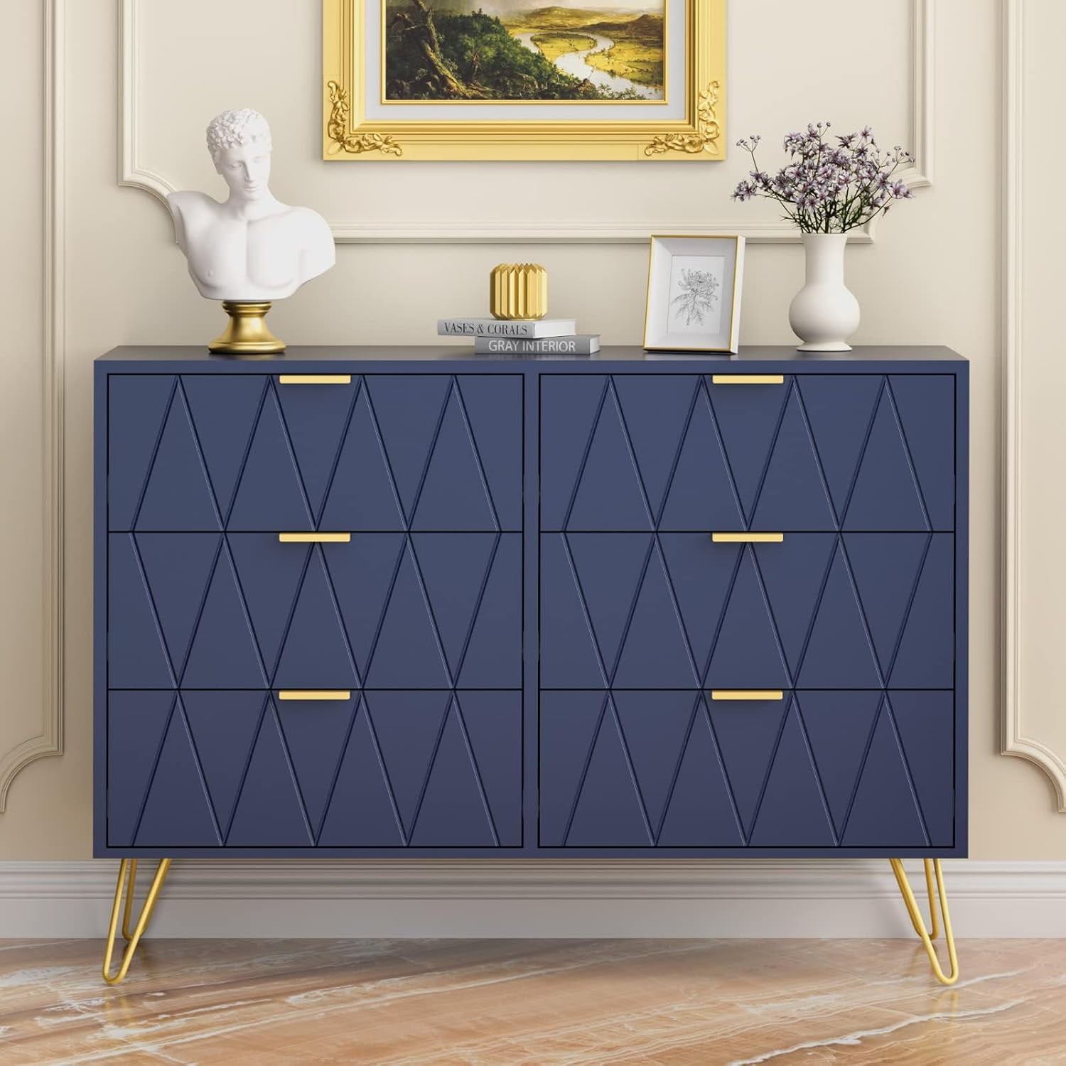 dxynlzq Large White 6 Drawer Dresser Modern Dresser Chest with Wide ...