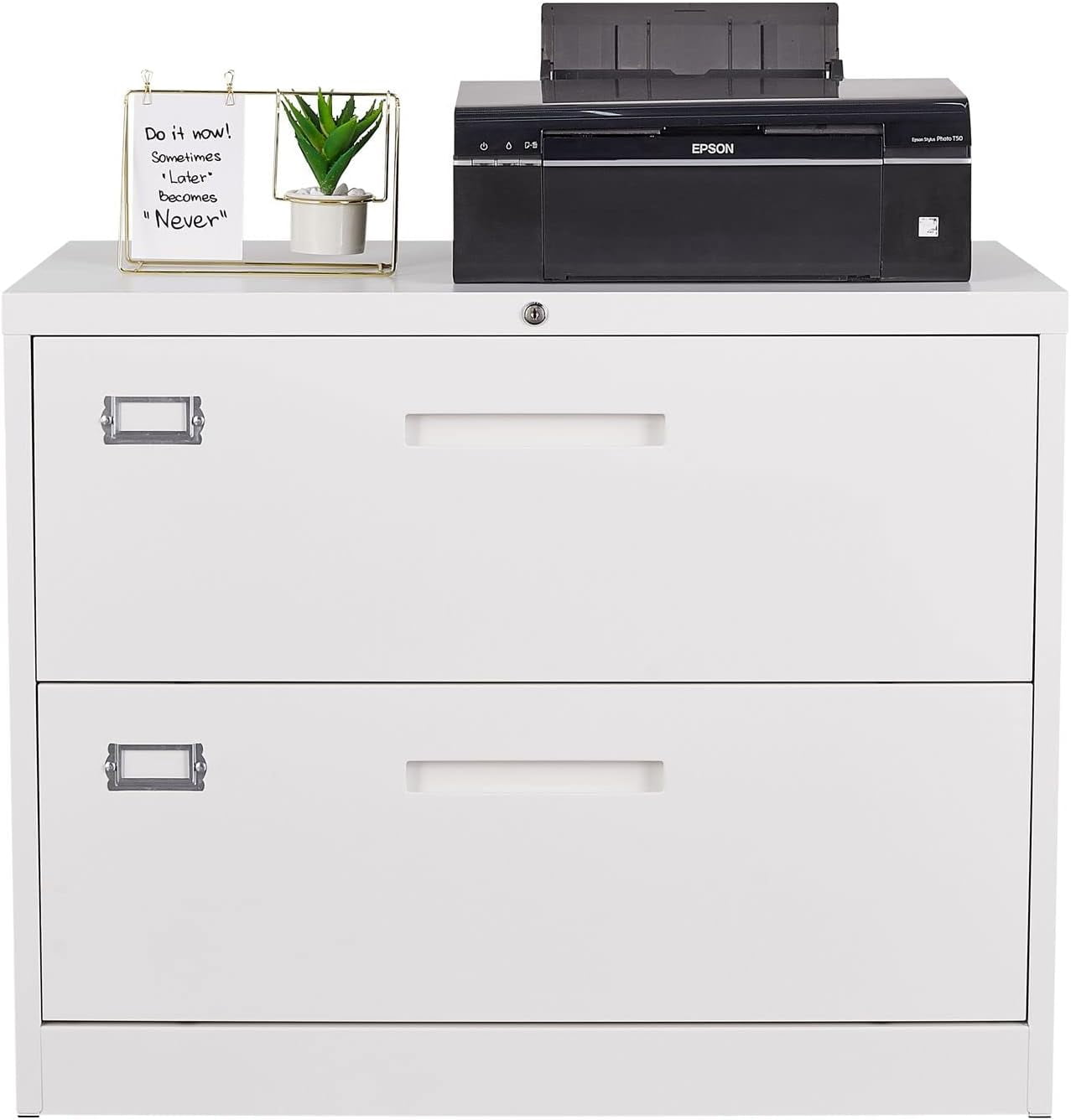 dxynlzq Lateral File Cabinet 2 Drawer Black Metal File Cabinet with ...