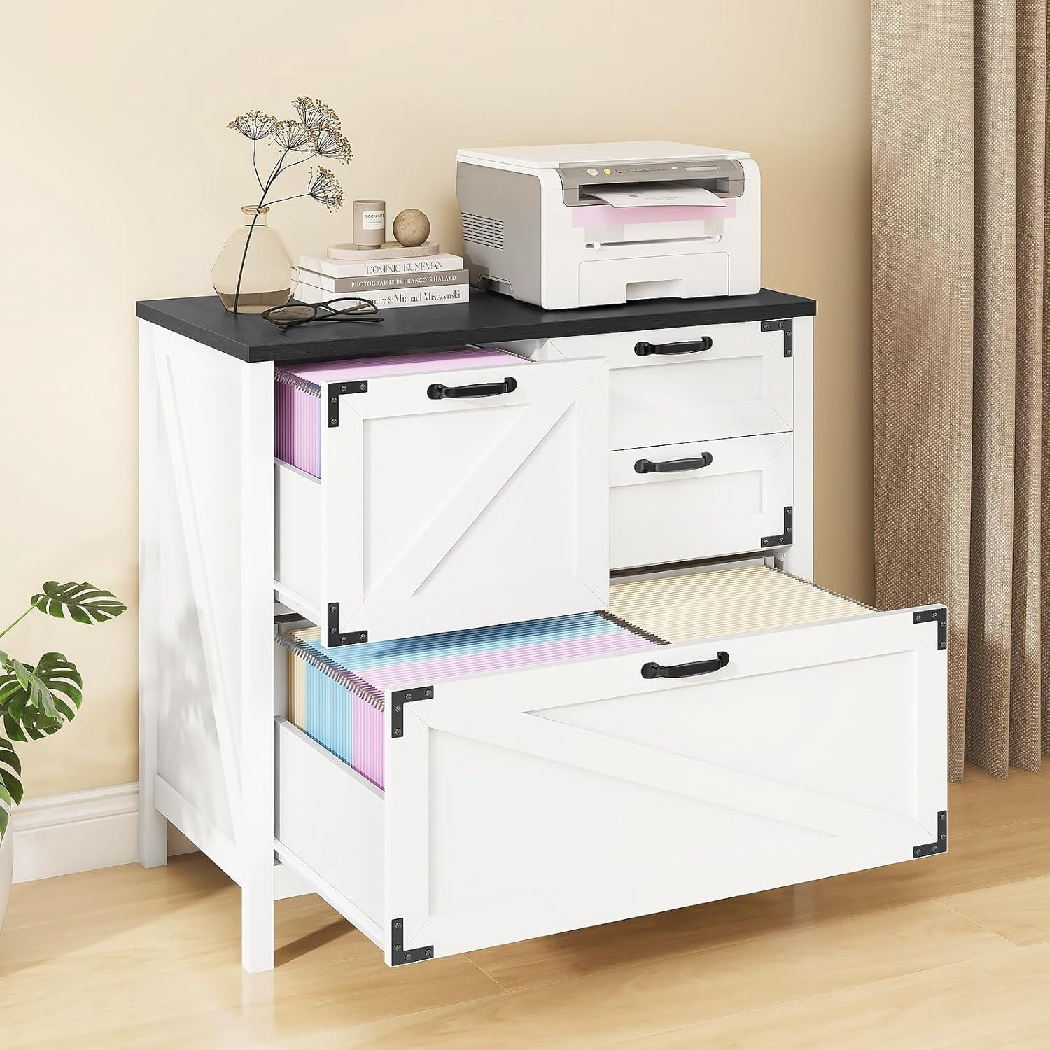 dxynlzq Lateral File Cabinet with 4 Drawers Farmhouse File Cabinet for ...