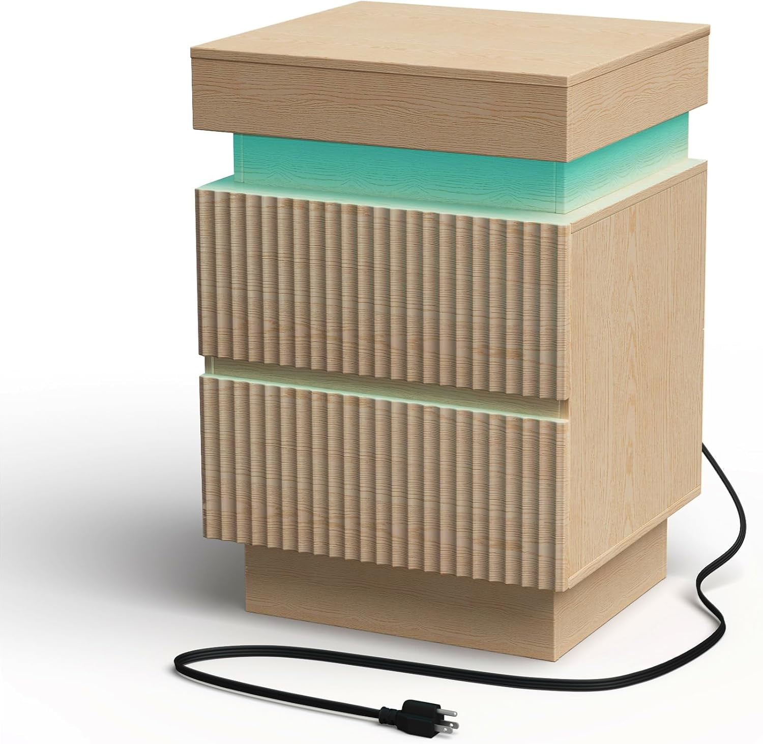 dxynlzq Led Nightstand with Charging Station Fluted Night Stand with ...