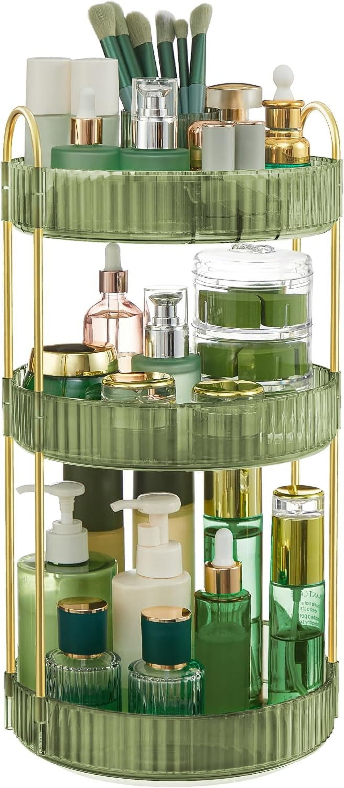 CYIBIURUIO Makeup Organizer 3-Tier Round Rotating Skincare Organizer ...
