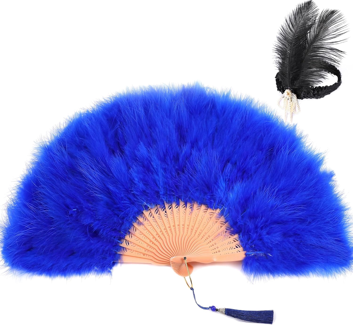 dxynlzq Marabou Black Feather Fan - Renaissance Fan Rave Fan Hand Fan ...