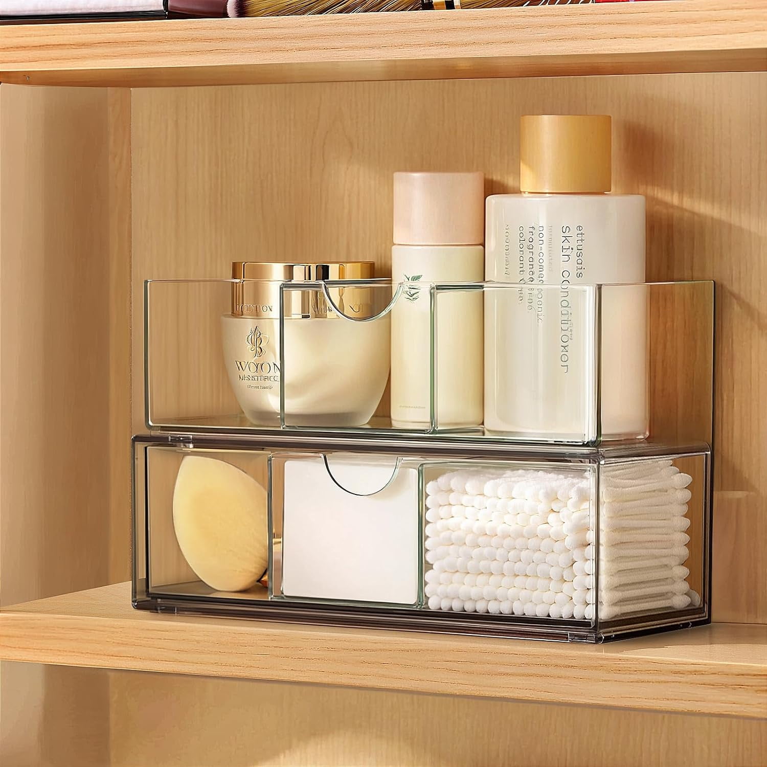 dxynlzq Medicine Cabinet Organizer 2 Pack Stackable Storage Drawers ...