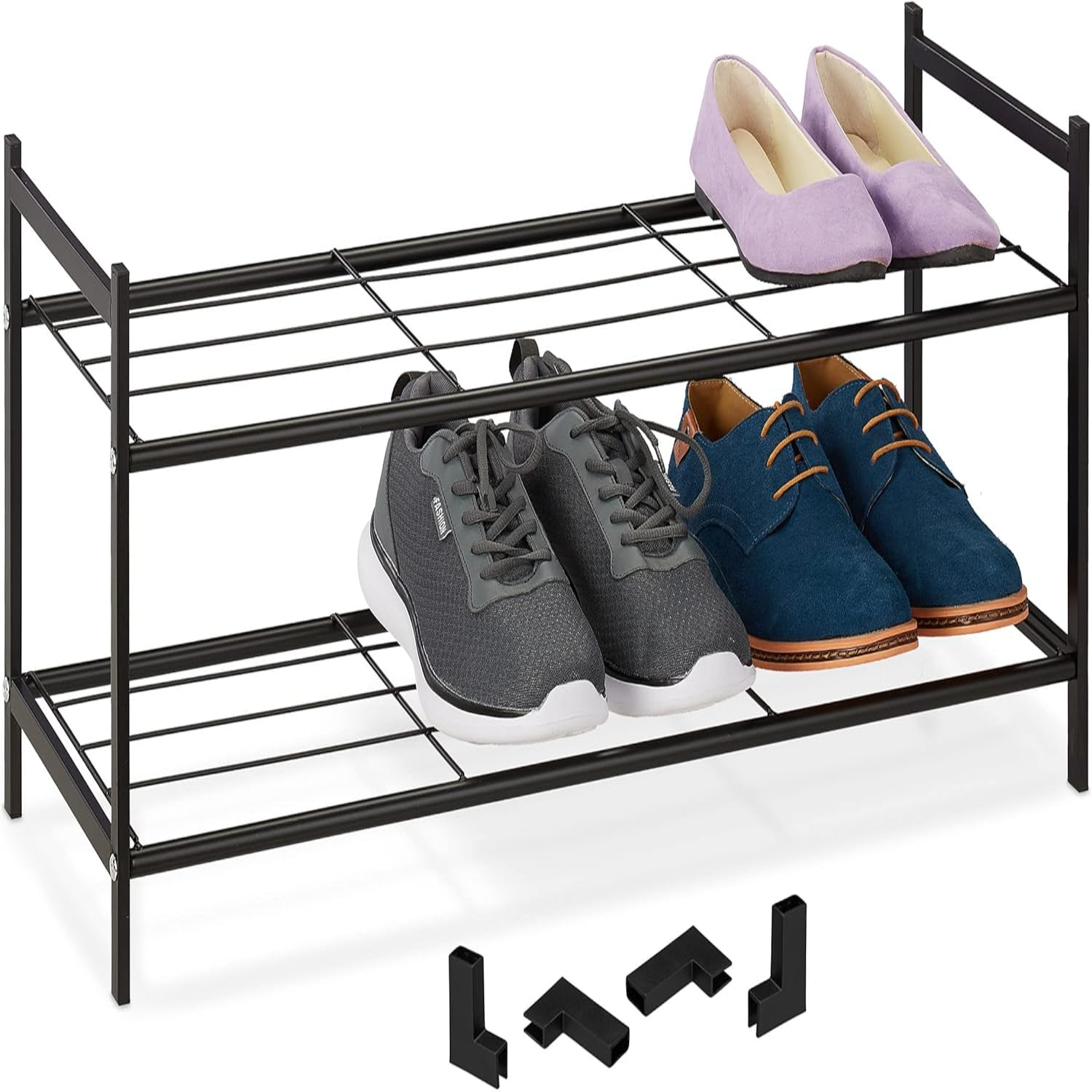 dxynlzq Metal Shoe Rack 2 Tier Stackable Hallway Shoe Rack HBT 33.5 x ...