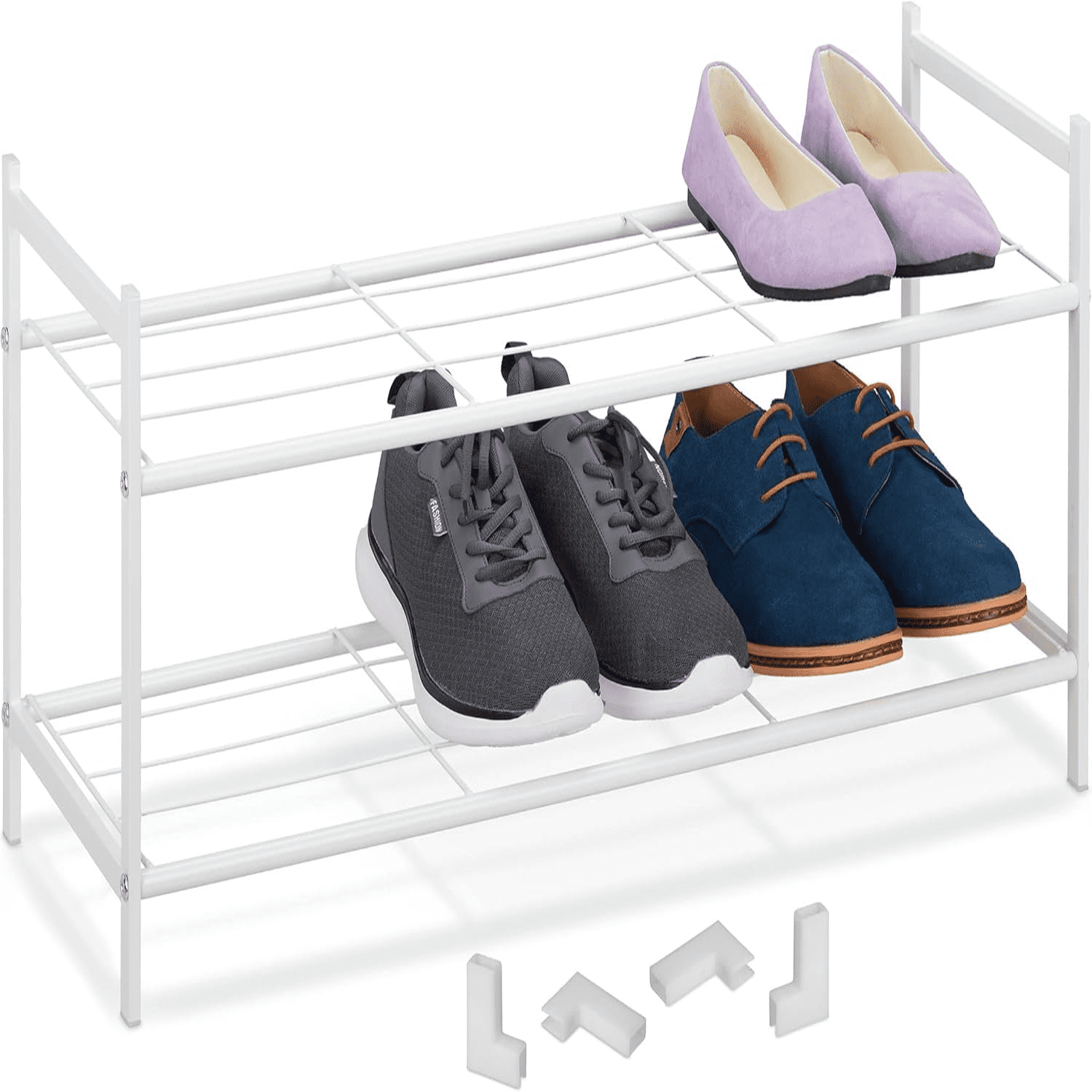 dxynlzq Metal Shoe Rack 2 Tier Stackable Hallway Shoe Rack HBT 33.5 x ...