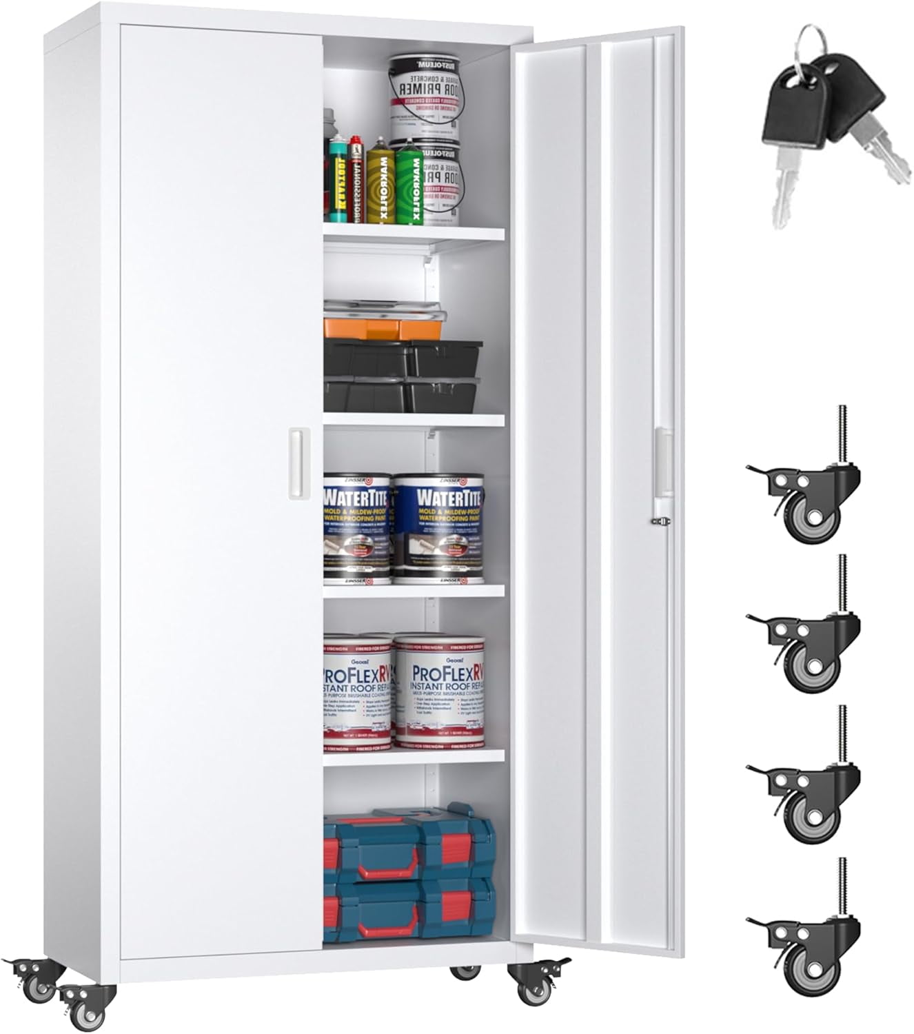dxynlzq Metal Storage Cabinet with Wheels and 1 Interior Drawer Steel ...