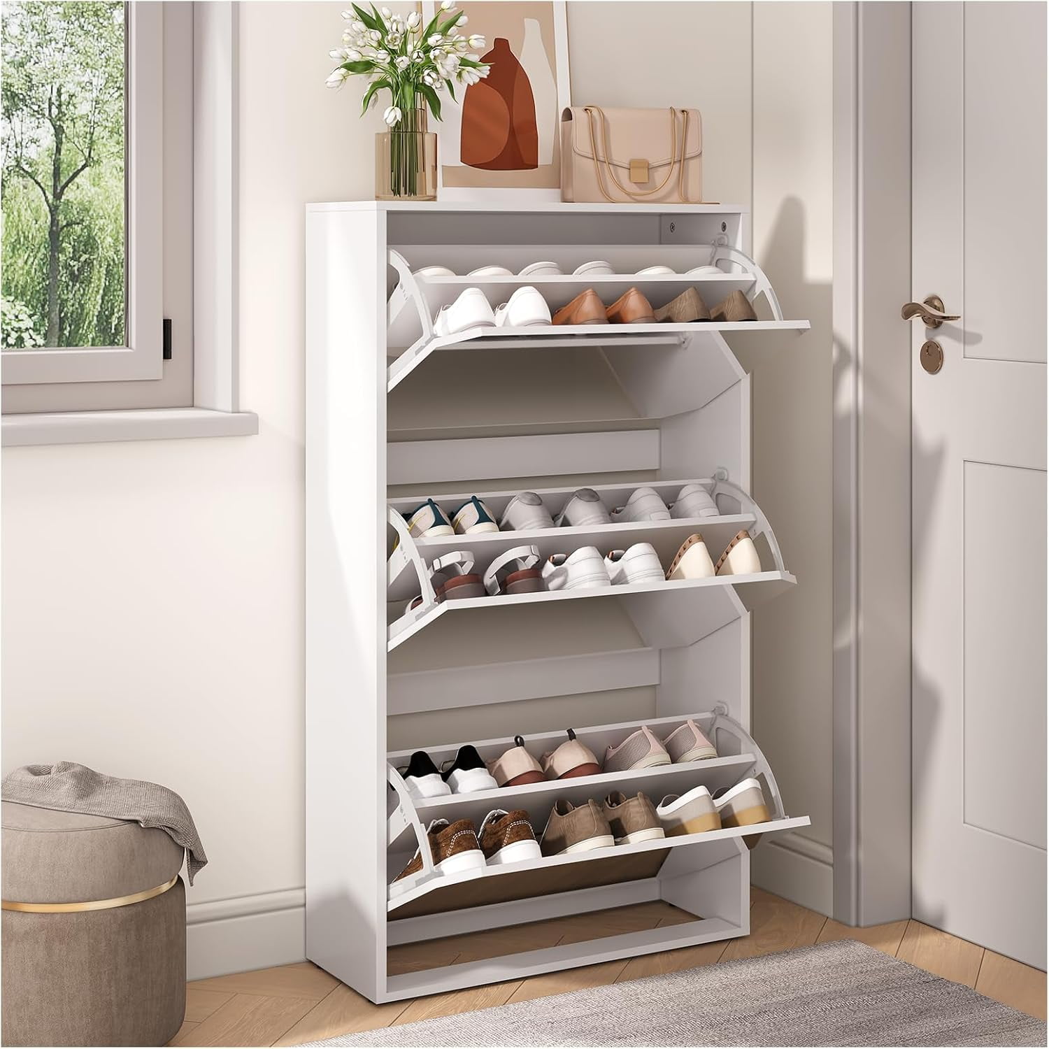 dxynlzq Mirror Shoe Cabinet Storage for Entryway Space-Saving Shoe ...