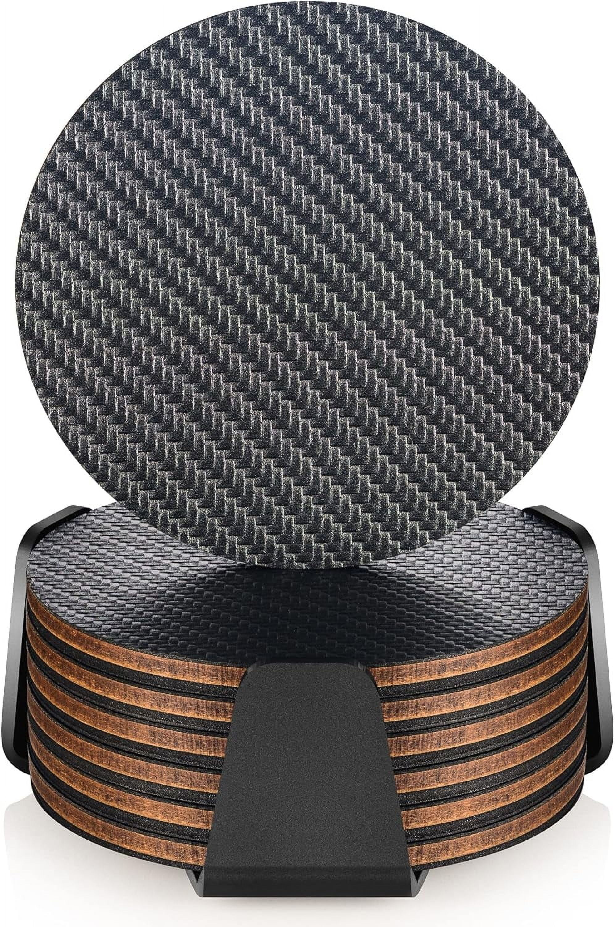 dxynlzq Modern Coasters for Drinks with Holder | 6 Premium Carbon ...