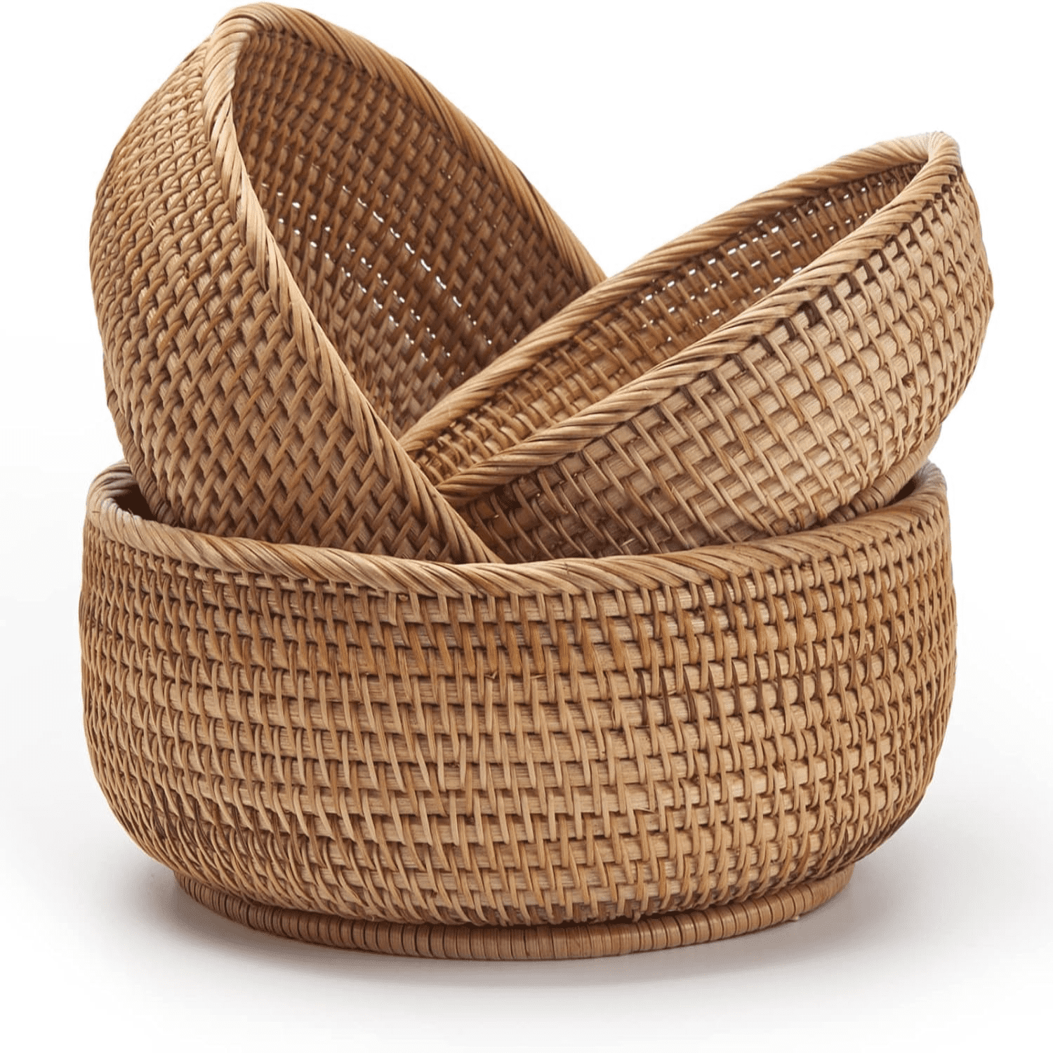chdqwer Natural Rattan Fruit Storage Baskets Rectangular Woven Wicker ...