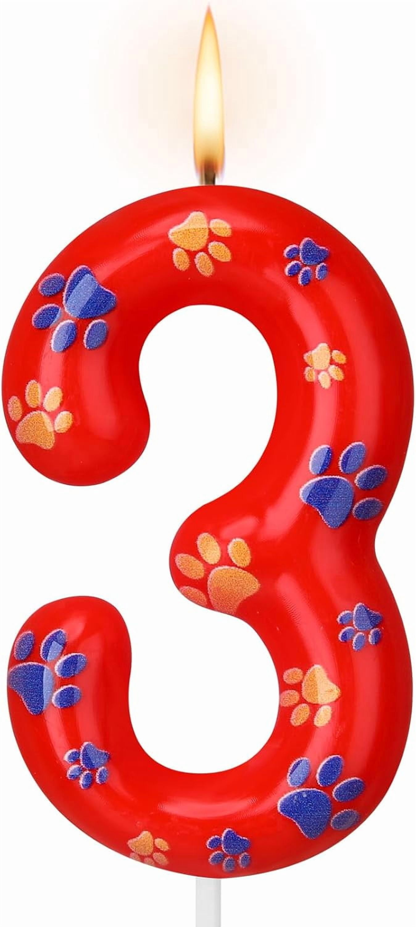 Hltpt Number 4 Dog Paw Birthday Candles Dog Patrol Toppers Candles Blue ...