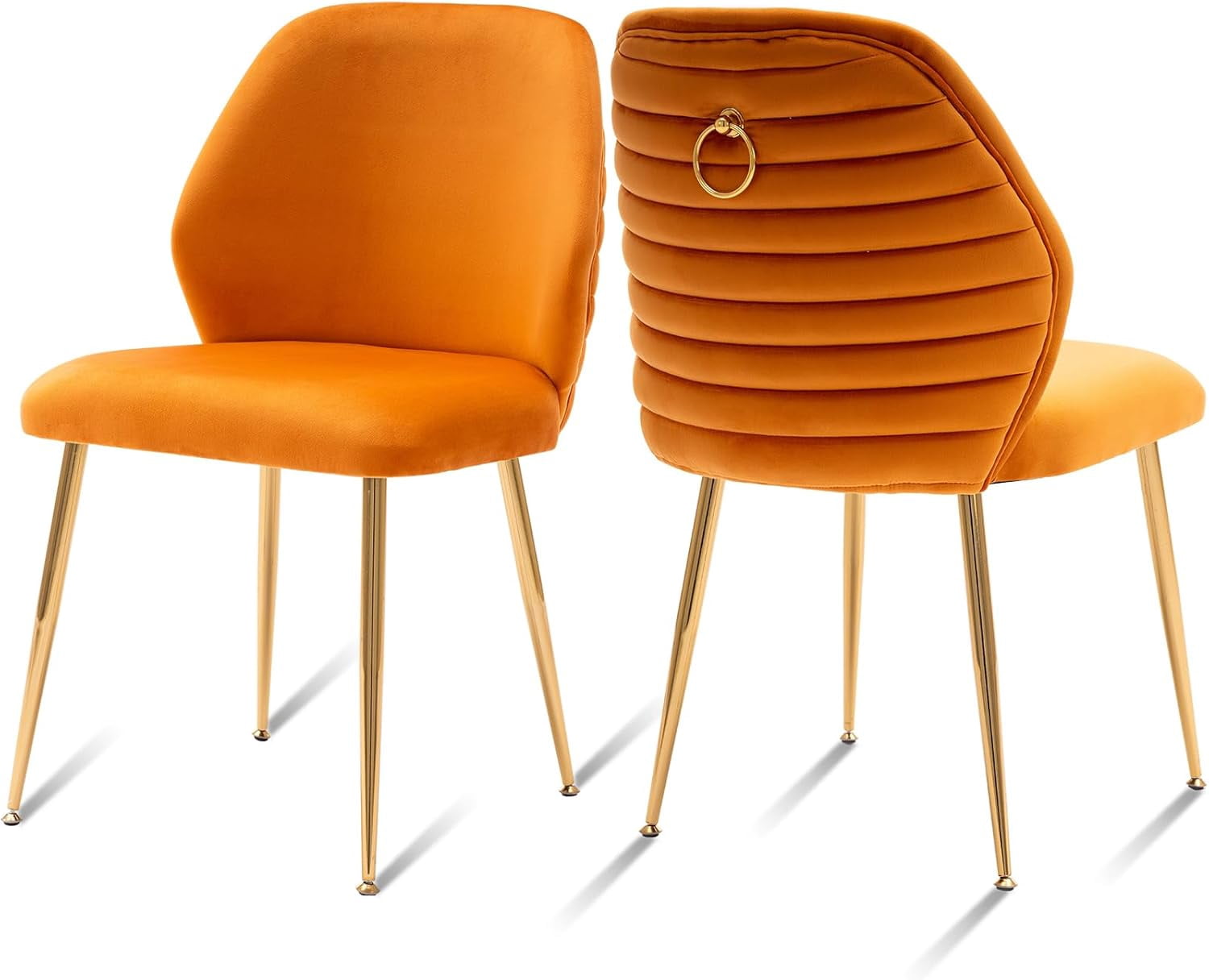 dxynlzq Orange Velvet Upholstered Dining Chairs Accent Dining Room ...