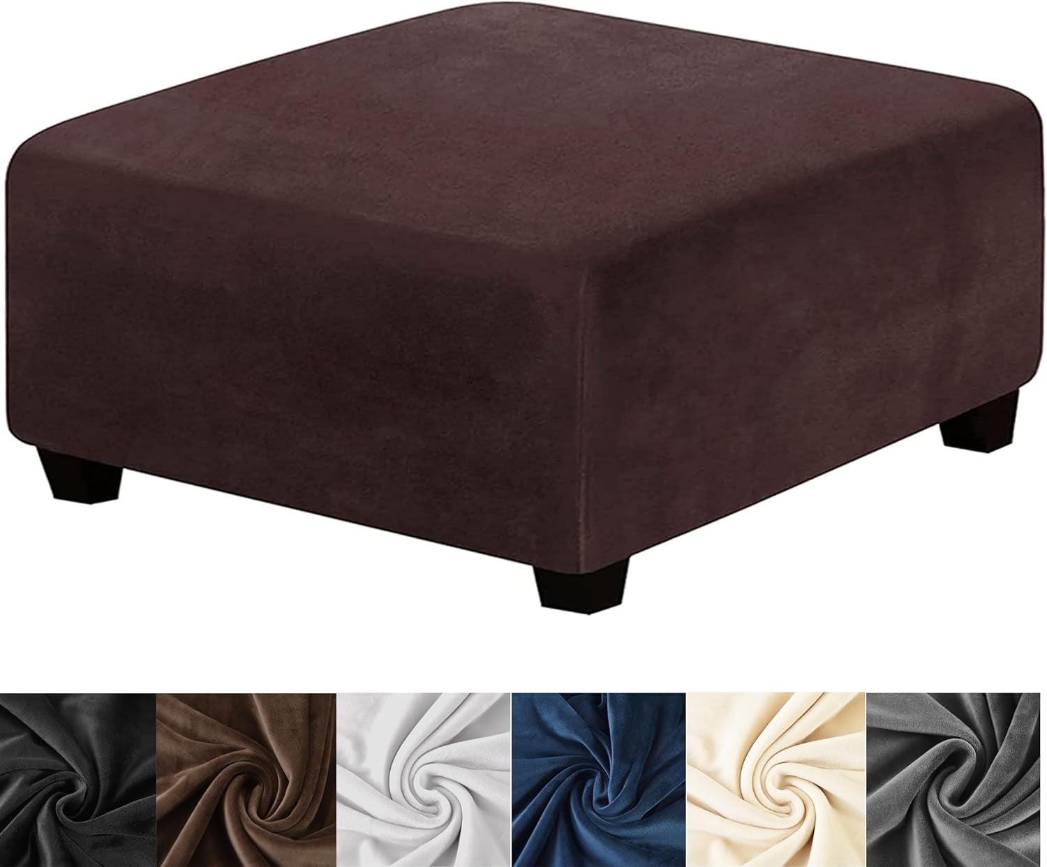 dxynlzq Ottoman Cover Square Stretch Velvet Square Ottoman Cover Thick ...