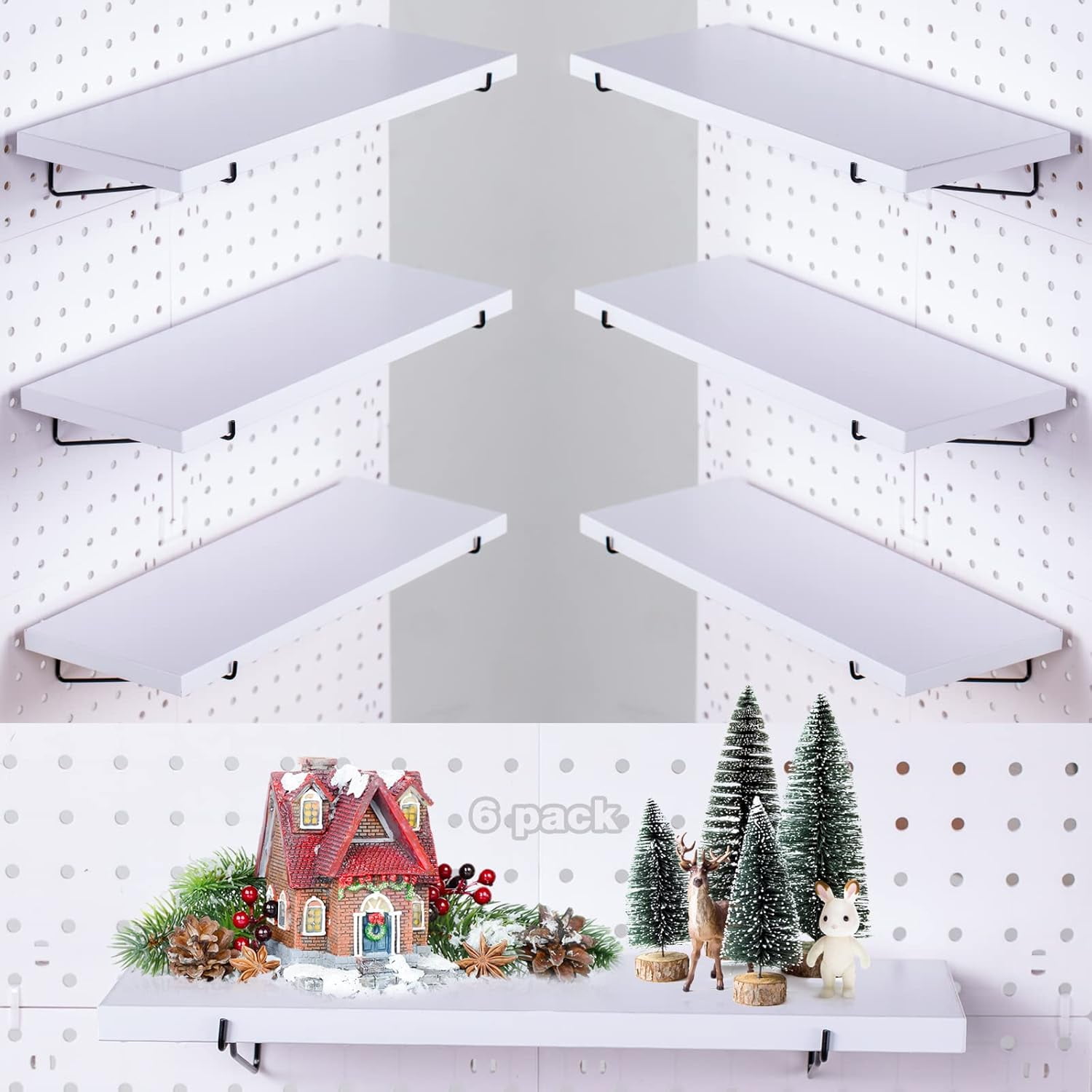 dxynlzq Pegboard Shelf Set Pegboard Shelf Brackets Hooks -6 Extra Heavy ...