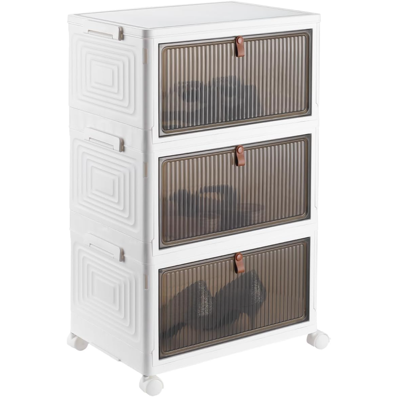 dxynlzq Plastic Multi-layer Storage Bins with Doors and Wheels ...