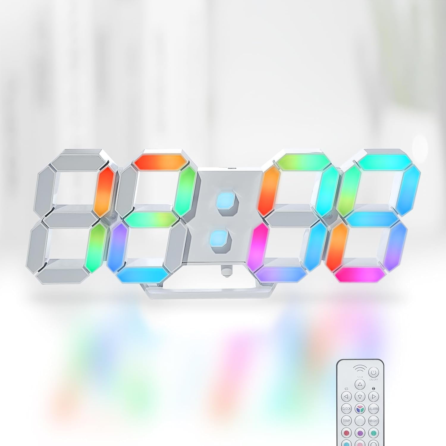 czqnlg RGB Clock for Gaming Desk Clock 9.7" 3D LED Clock Digital Neon ...