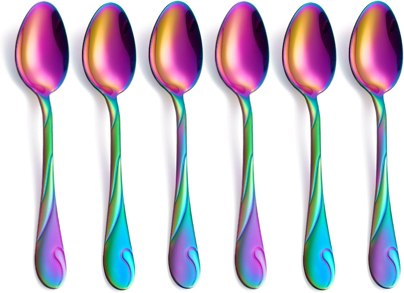 Seeshine Rainbow Dessert Spoons Set (6pcs) - 6.5-inch Stainless Steel ...
