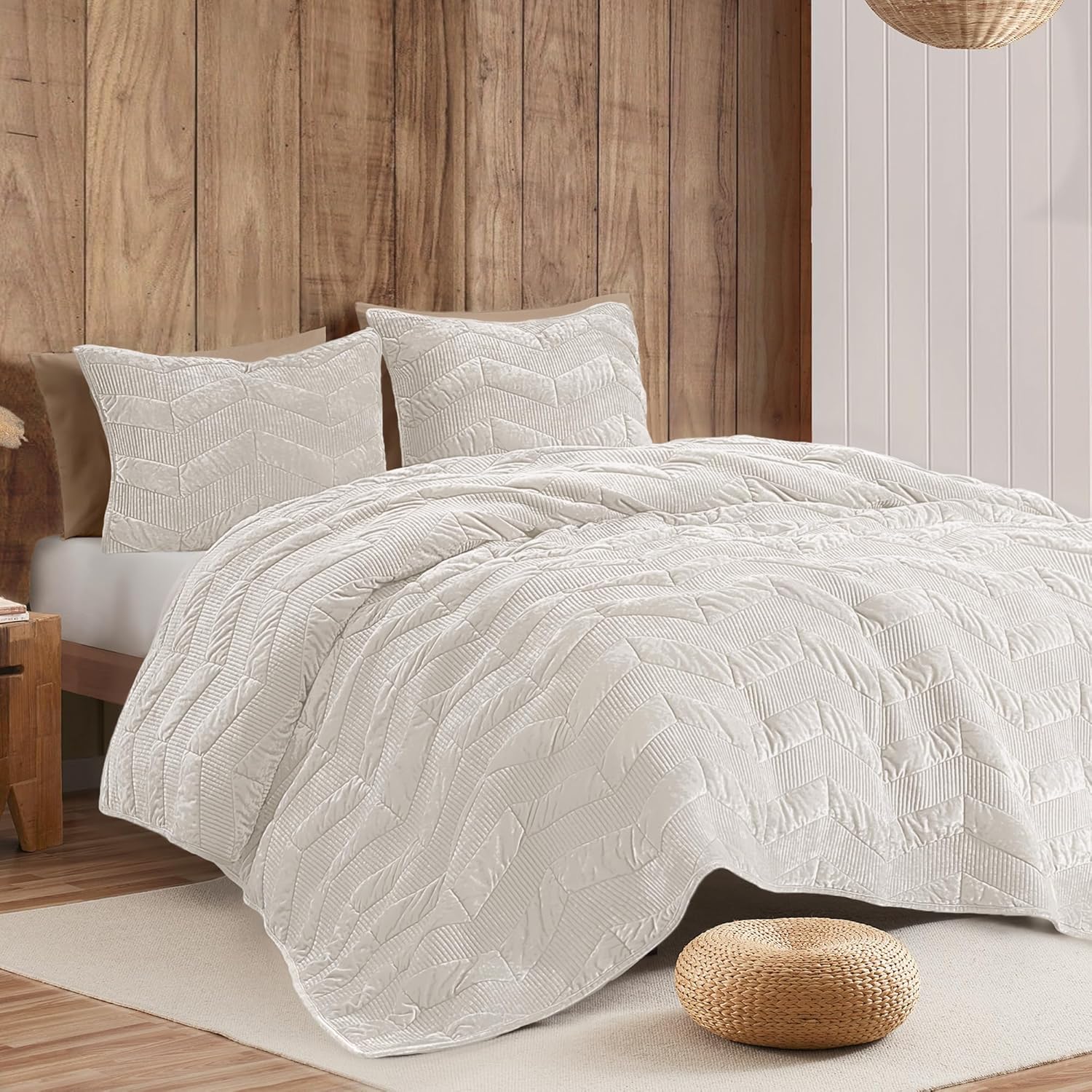 dxynlzq SHALALA Velvet Quilt Set King Size Ultra Soft Luxury ...