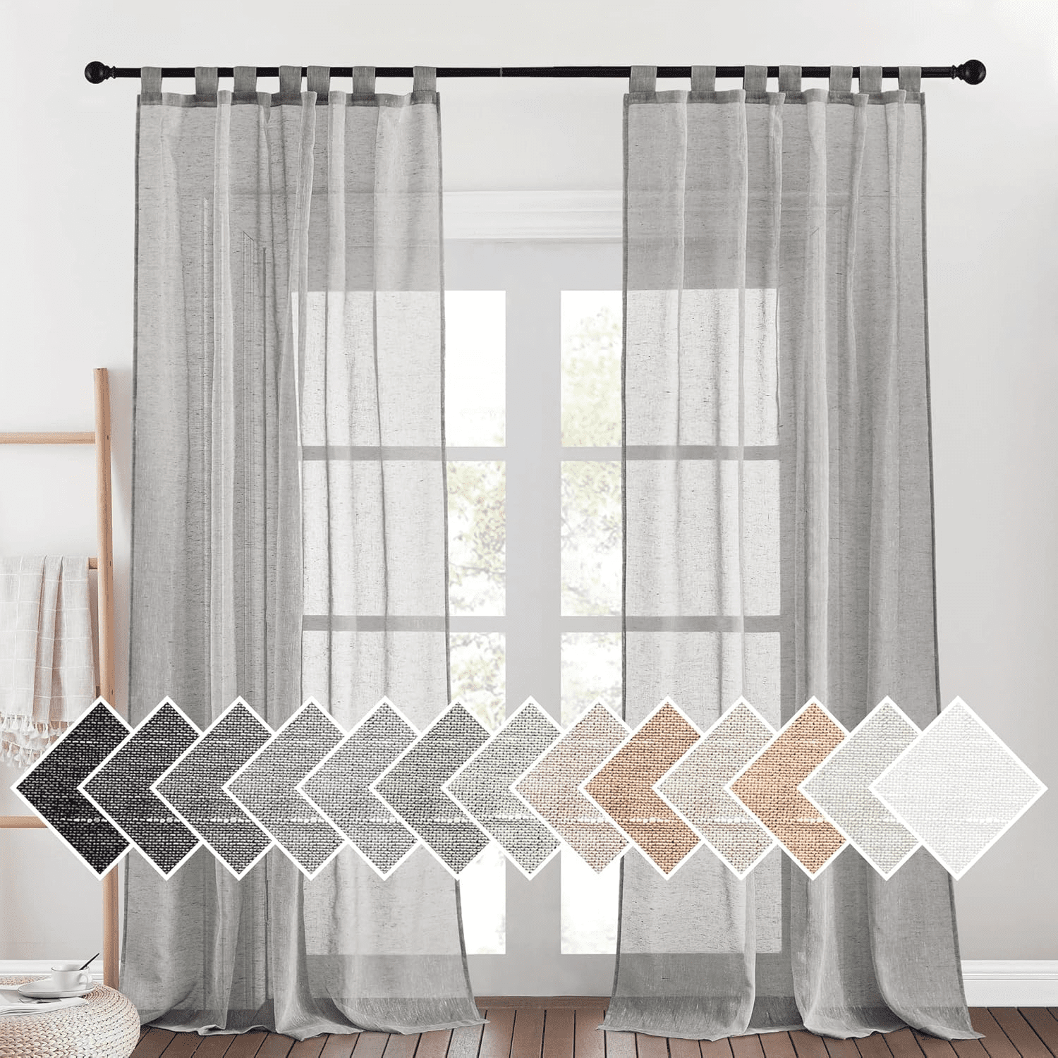 dxynlzq Semi Sheer DXQPIOA Curtains 72 inch Length 2 Panels Tab Top ...