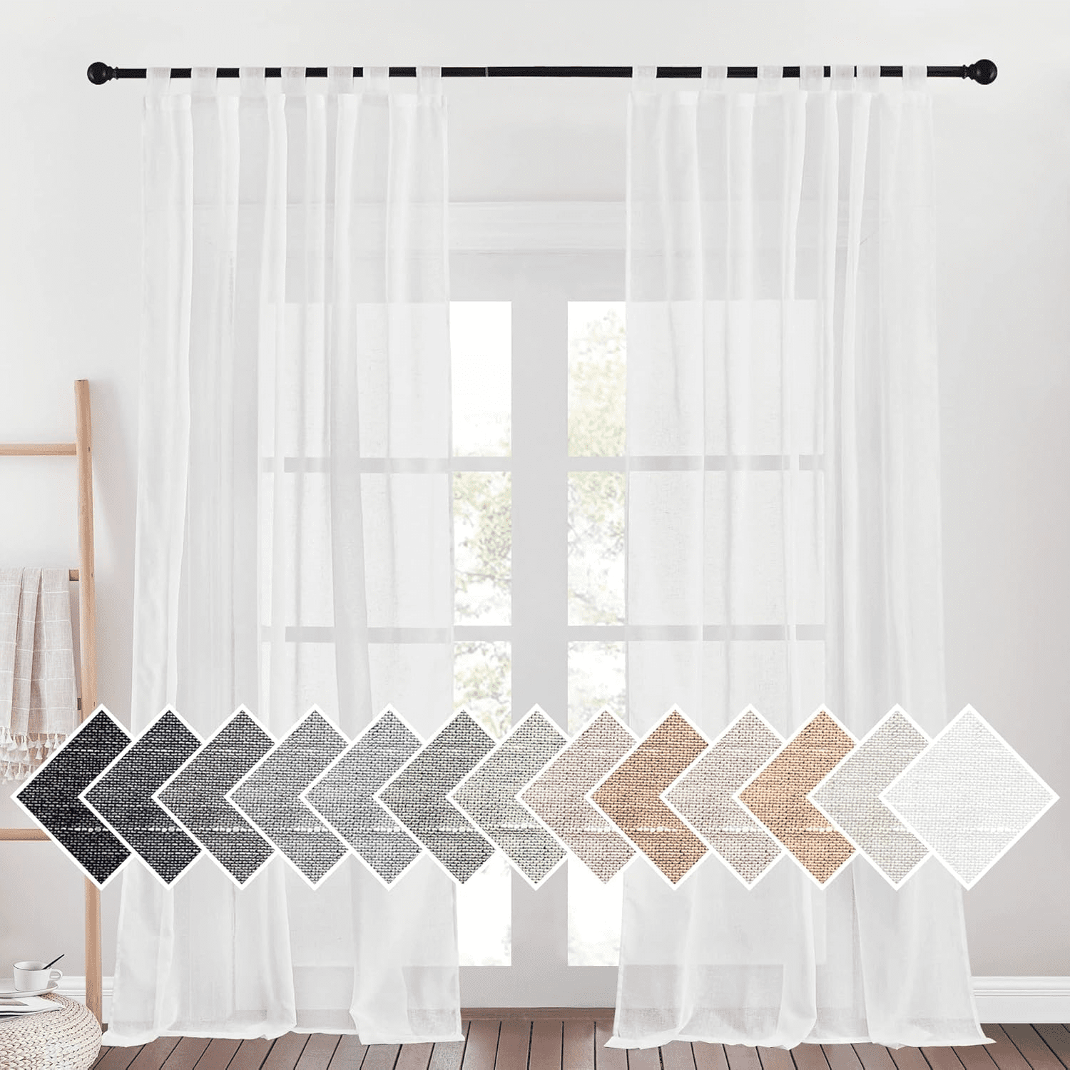 dxynlzq Semi Sheer DXQPIOA Curtains 72 inch Length 2 Panels Tab Top ...