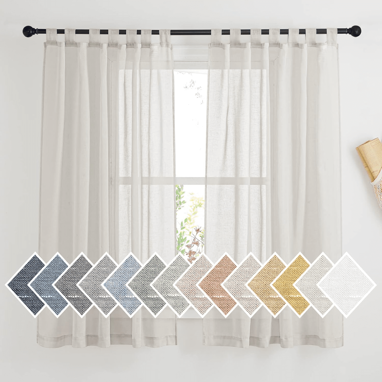 dxynlzq Semi Sheer DXQPIOA Curtains 72 inch Length 2 Panels Tab Top ...