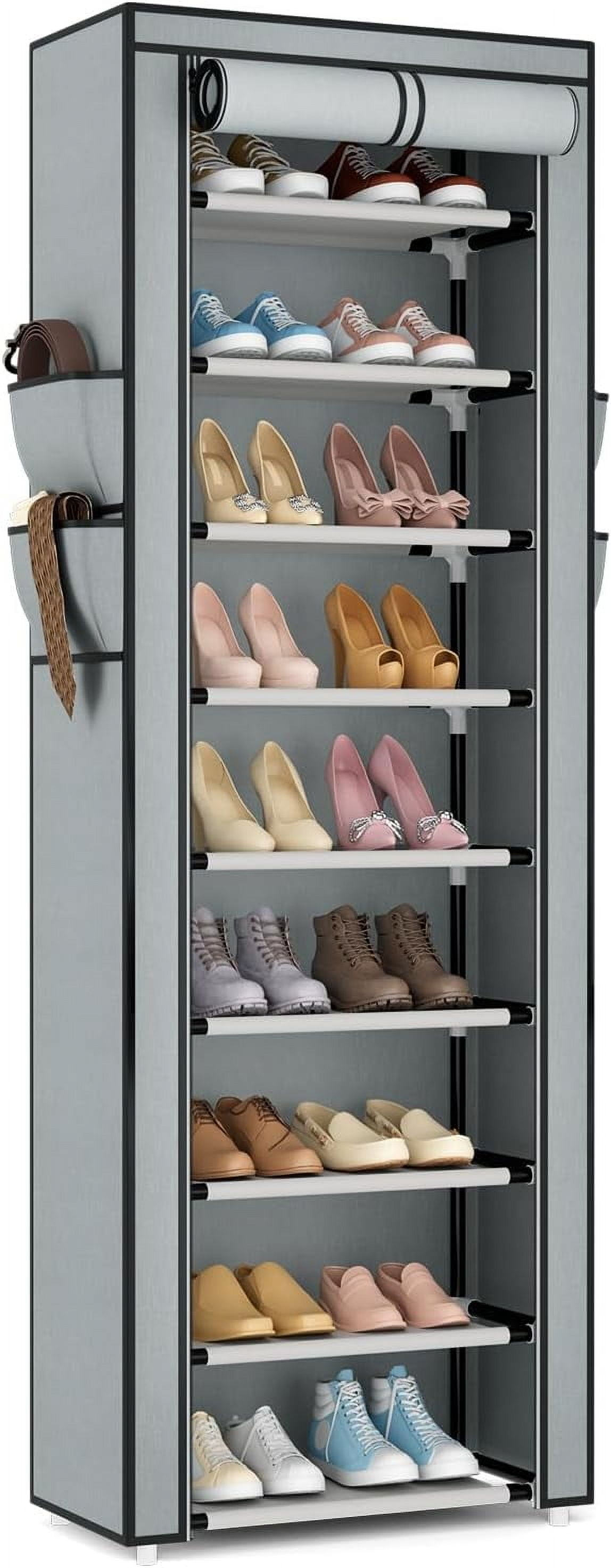 dxynlzq Shoe Rack with Cover Narrow Shoe Rack Organizer with 4 Side ...
