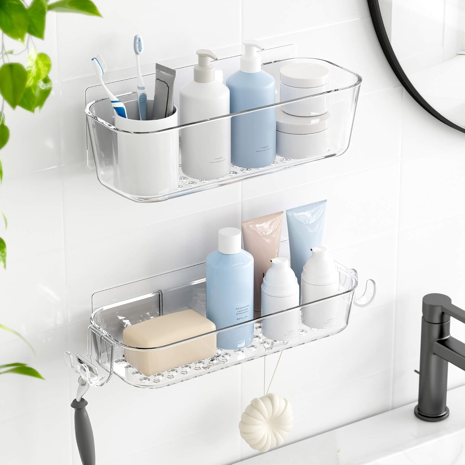 sasyxdc Shower Caddy Adhesive Shower Organizer Rustproof Shower Shelf ...