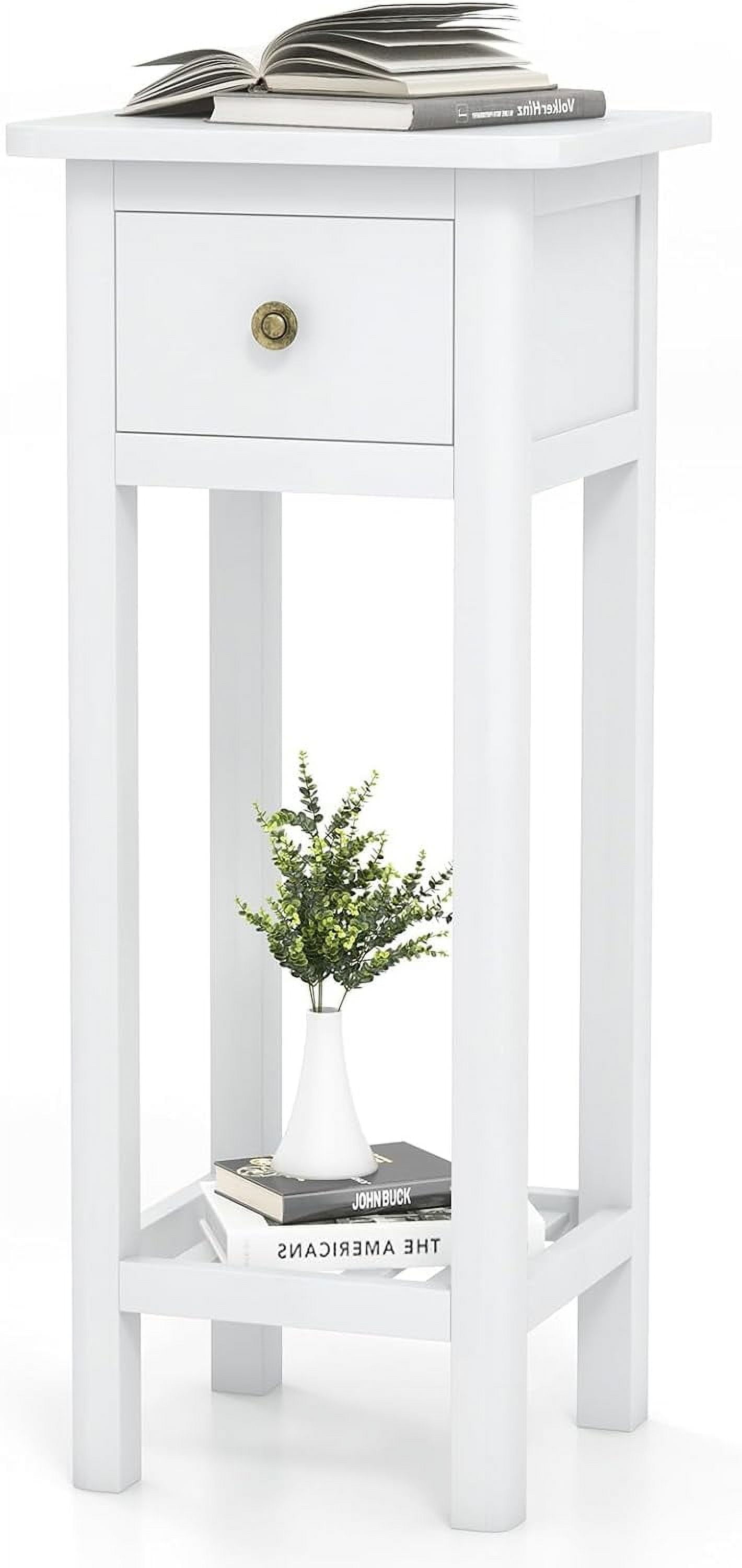 dxynlzq Side with Drawer Tall Nightstand & Slim Bed Side with Storage ...