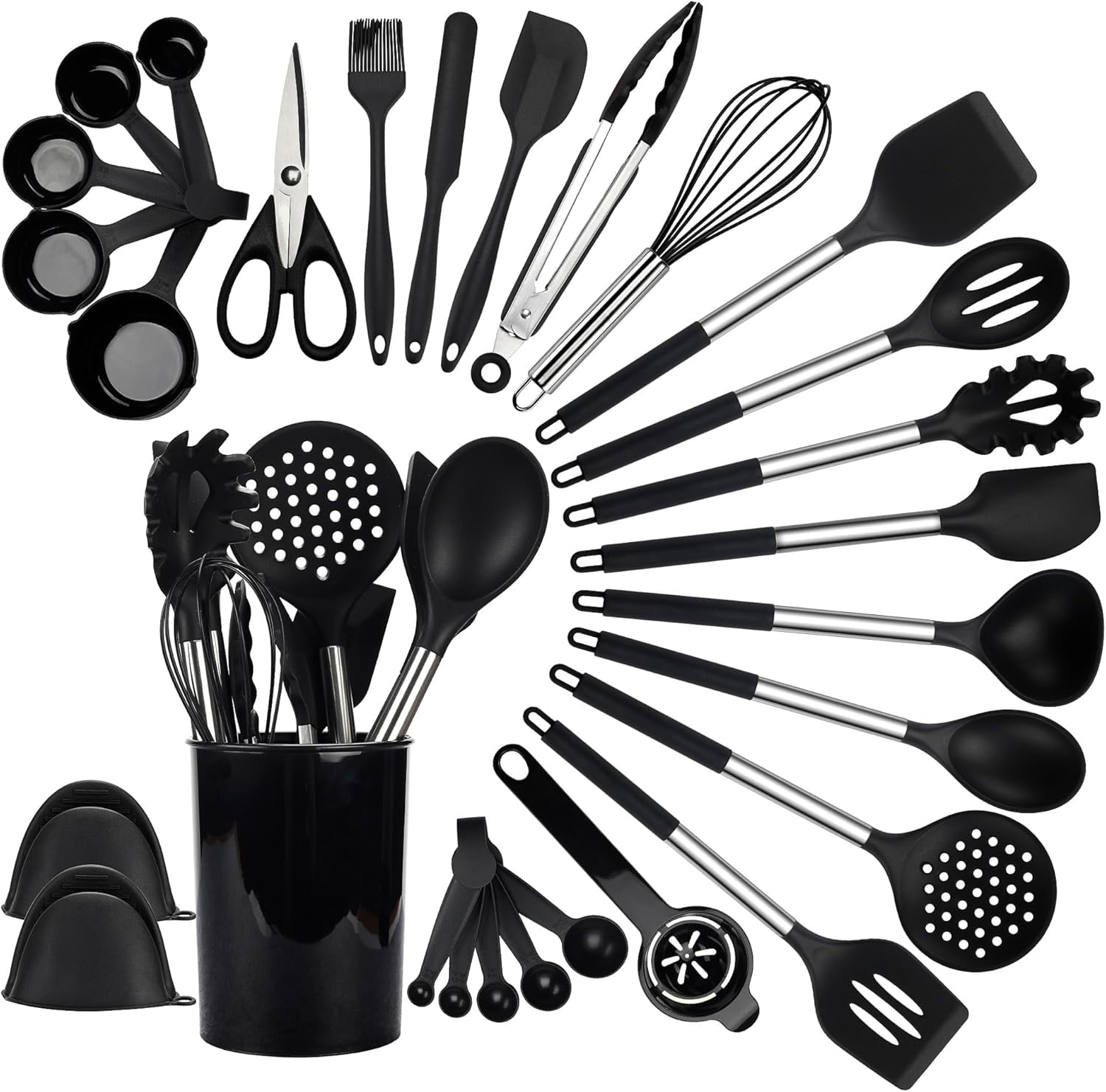 dxynlzq Silicone Cooking Utensils Set 28 Pcs Non-Stick Kitchen Utensils ...