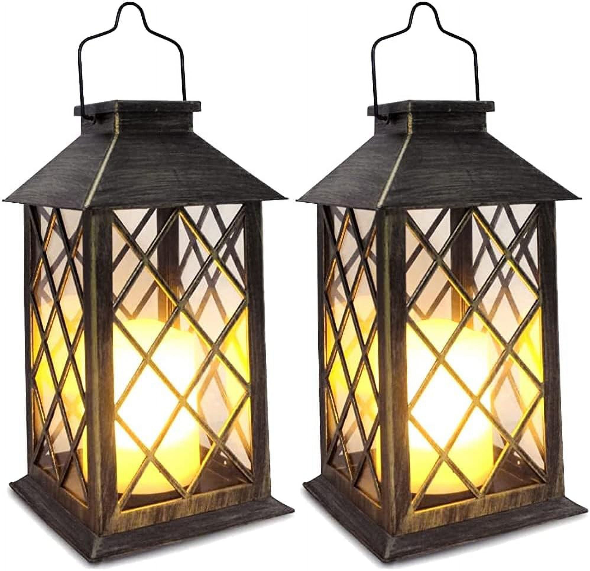 dxynlzq Solar Lantern Outdoor Garden Hanging Lanterns 2 Pack 14 Inch ...