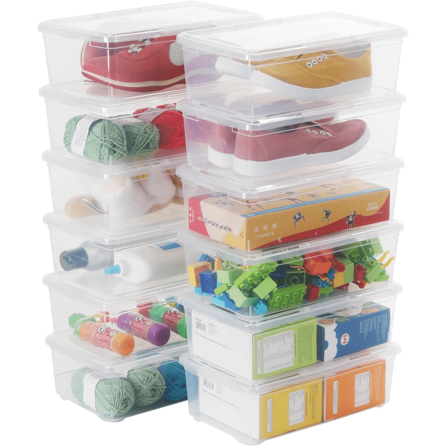 dxynlzq Stackable Plastic Storage Shoebox BPA-Free Nestable Container ...