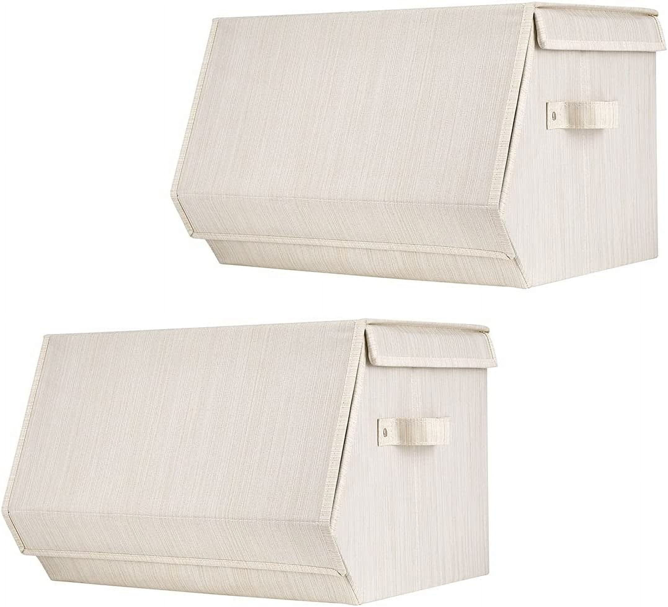 dxynlzq Stackable storage bins Linen Fabric Foldable Storage Organizer ...