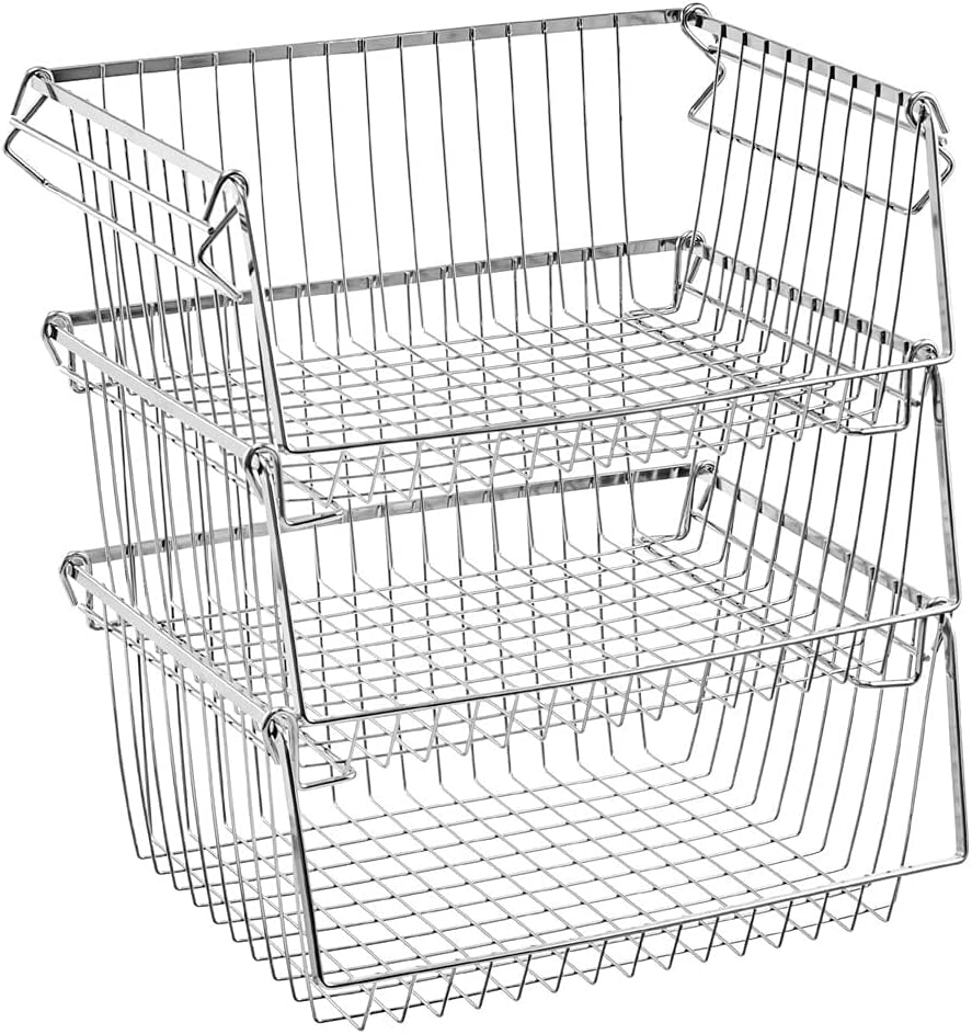 dxynlzq Stacking Baskets Bin Baskets Wire Storage Baskets Organization ...