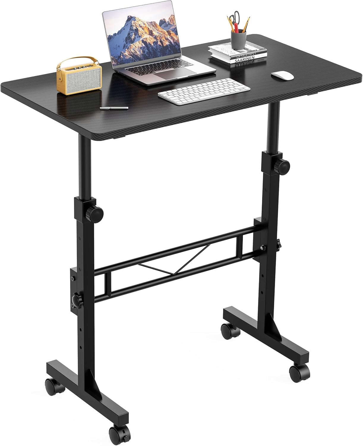 dxynlzq Standing Desk 32 Inch Portable Small Desk Adjustable Rolling ...