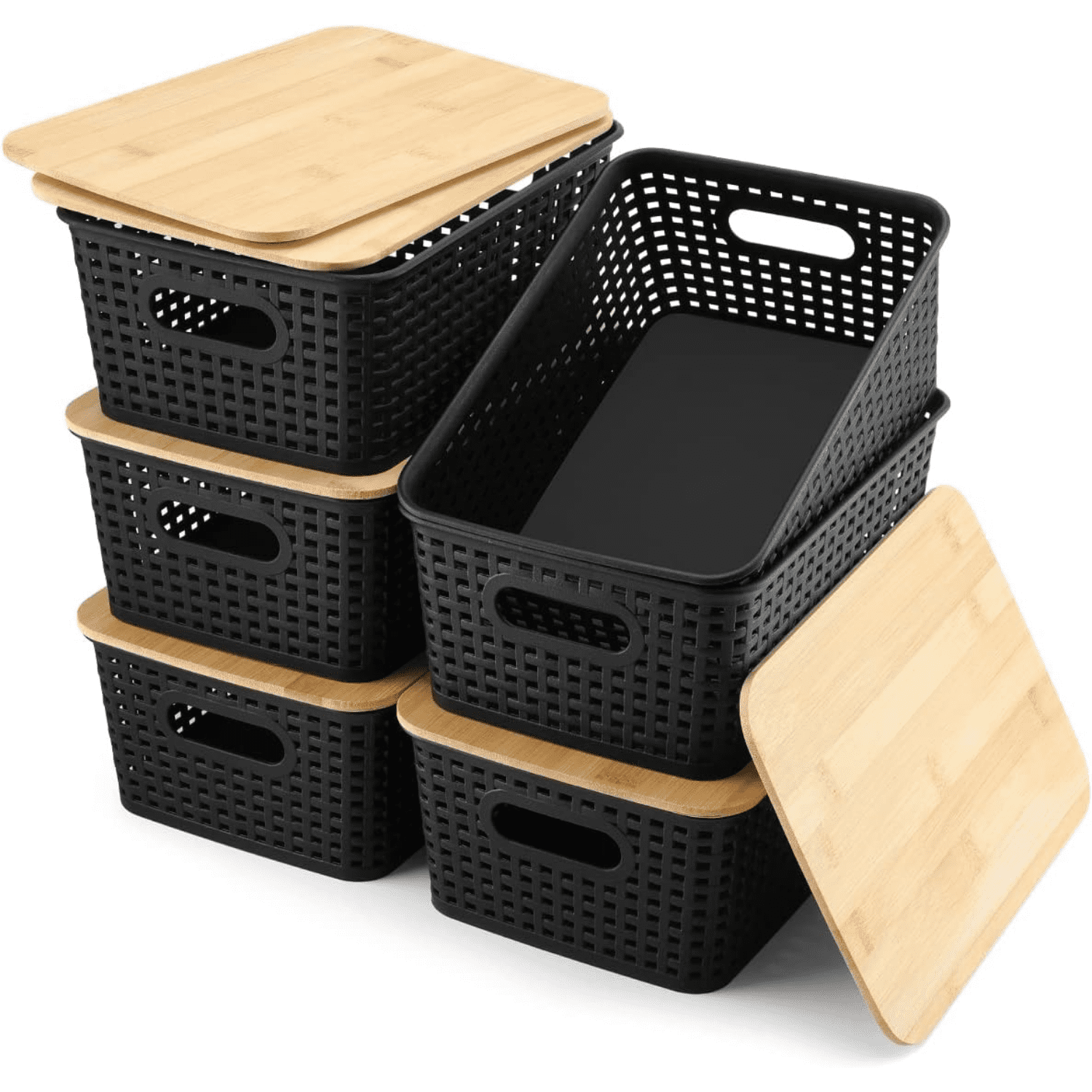 dxynlzq Storage Bins with Bamboo Lids Lidded Storage Container Plastic ...