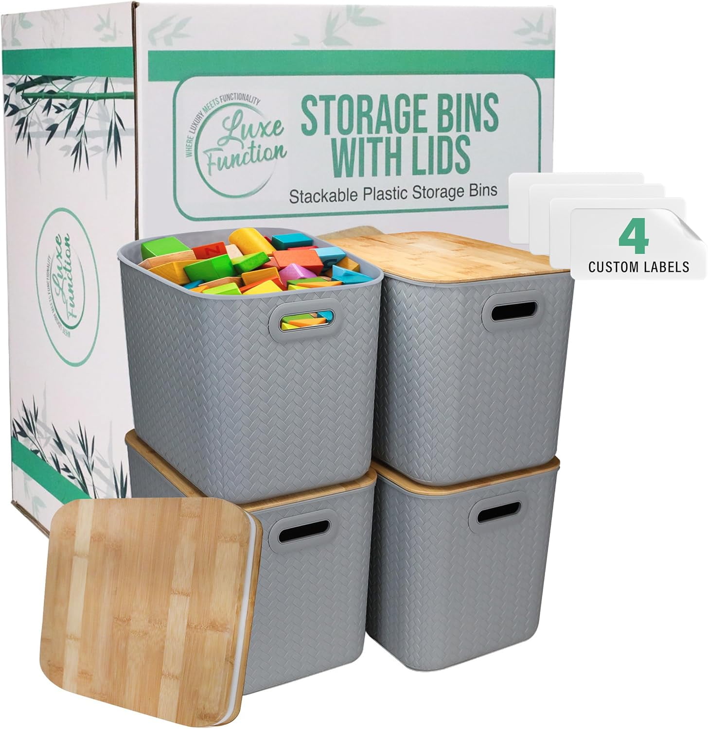 dxynlzq Storage Bins with Lid \u2013 Stackable Multi-Purpose Organizers ...