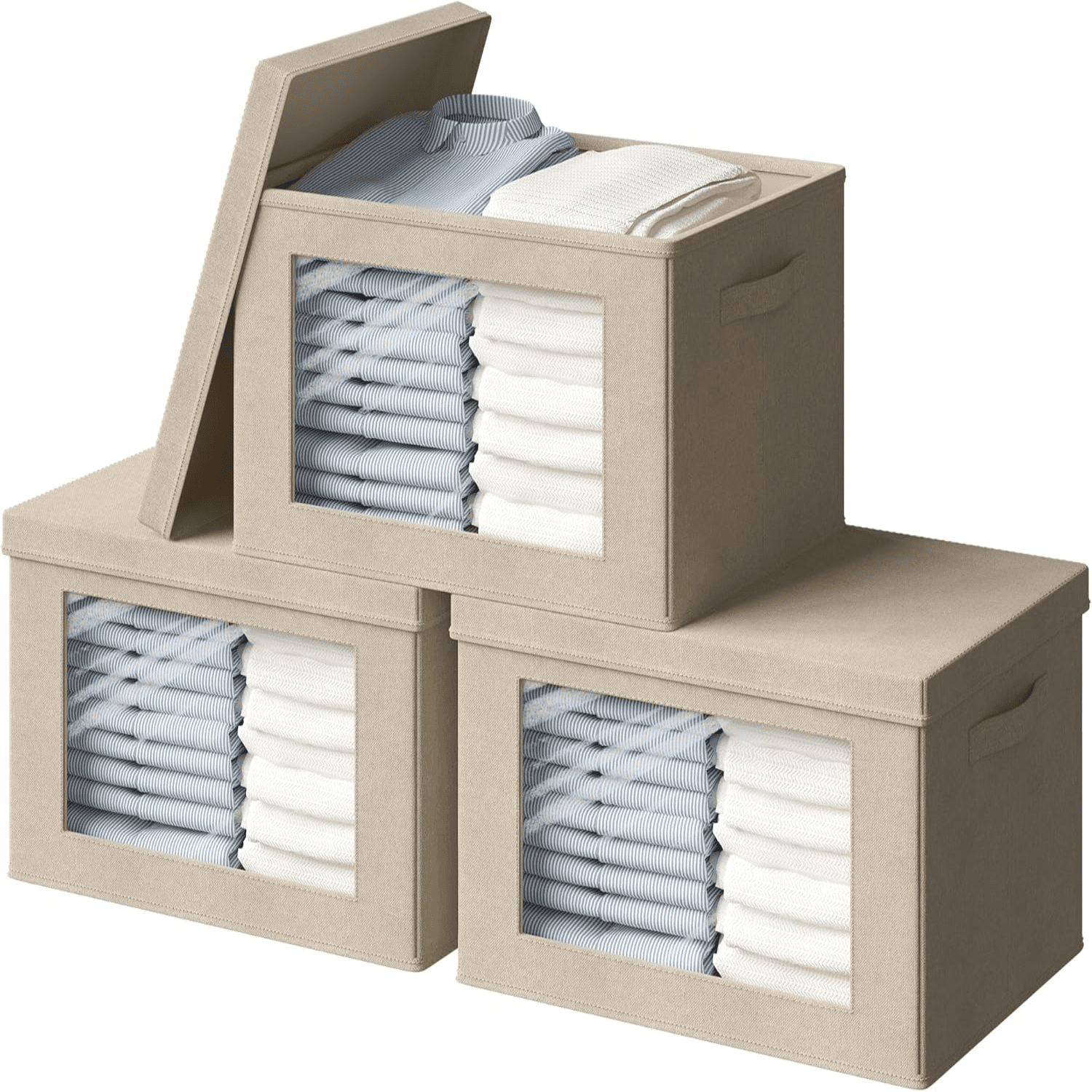 dxynlzq Storage Bins with Lids Transparent Window Fabric Storage Boxes ...