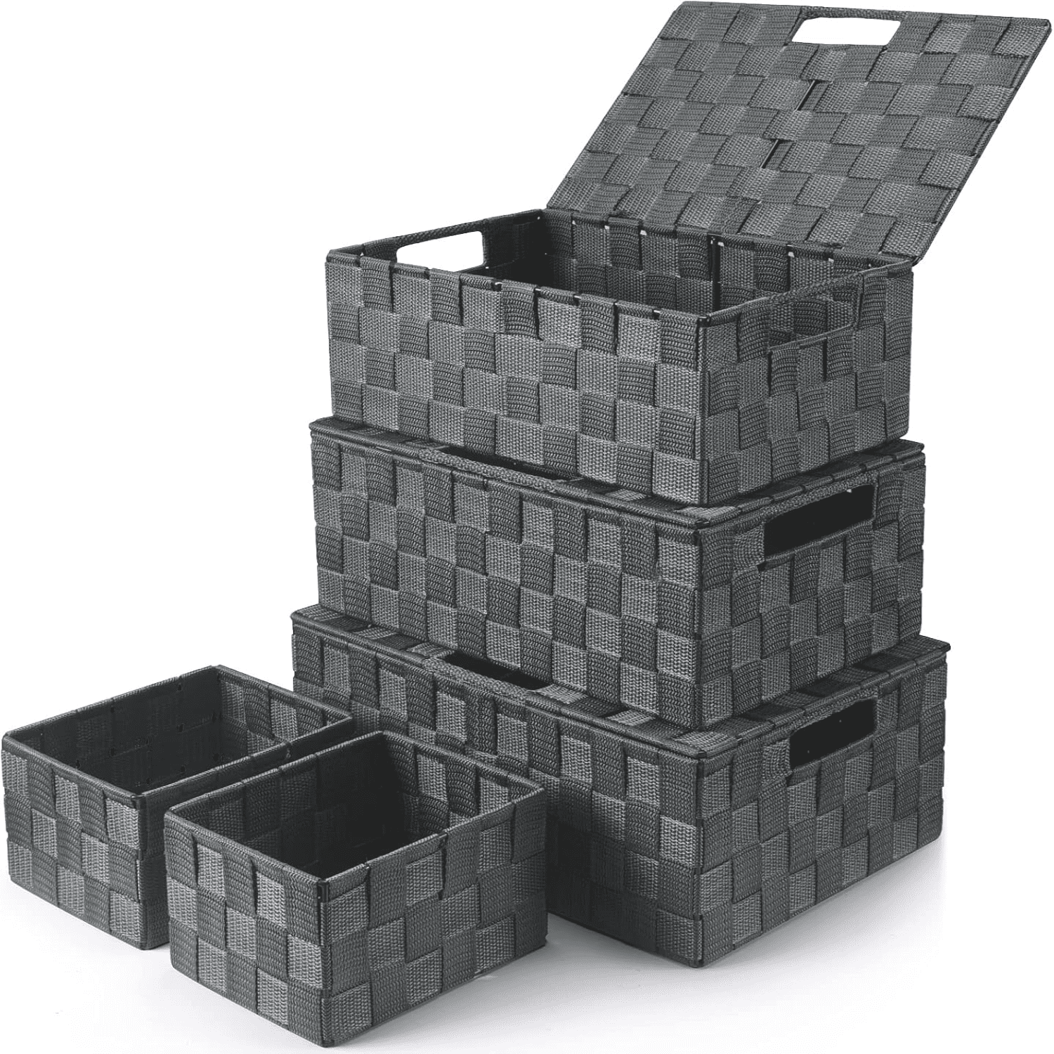 dxynlzq Storage Bins with Lids Woven Storage Organizer Containers ...