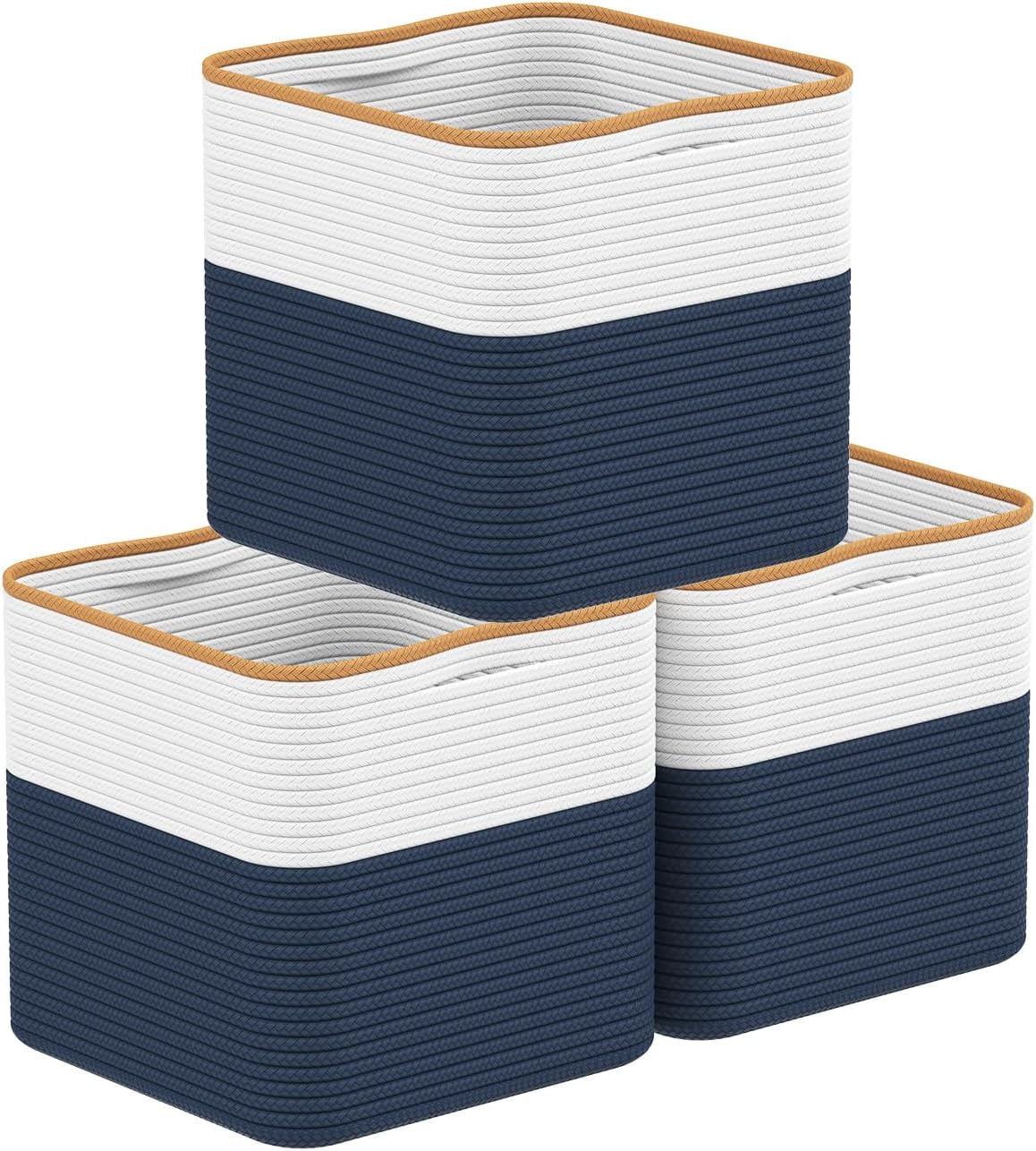dxynlzq Storage Cotton Cubes 11 Inch Woven Cotton Rope Storage Baskets ...