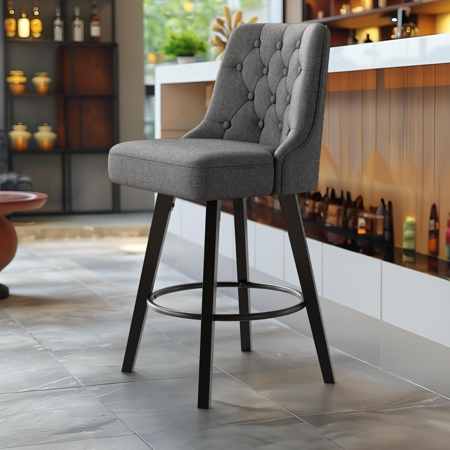 dxynlzq Swivel Bar Stools with Back 26" H Seat 360 Rotation Counter ...