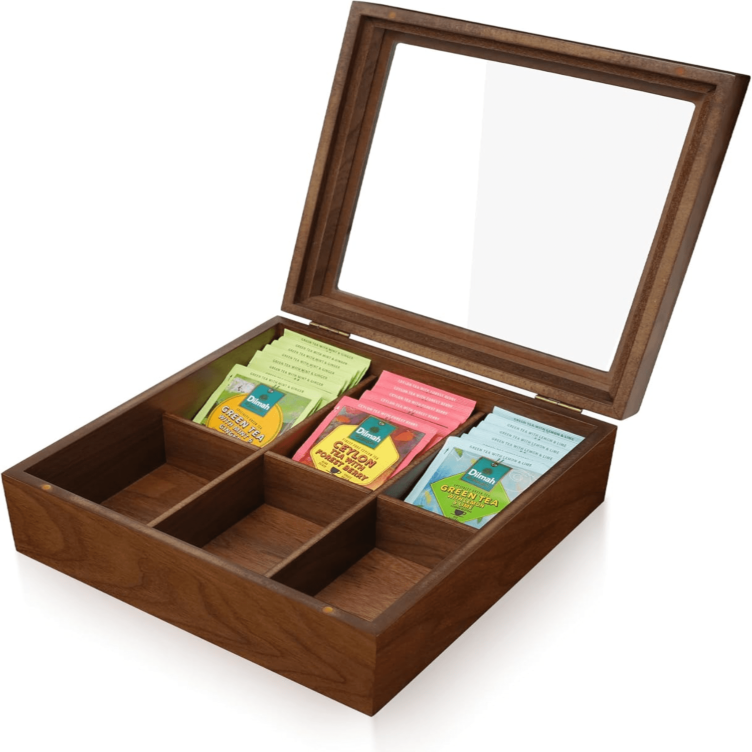 dxynlzq Tea Bags Organizer Wooden Tea Bag Storage with Acrylic Window ...