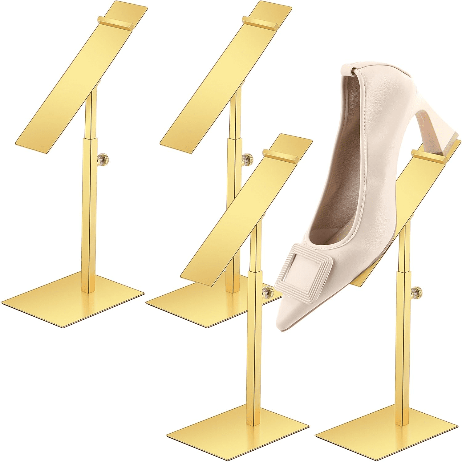 dxynlzq Therwen 4 Pcs Shoe Display Stand Gold Rack Stainless Steel Shoe ...