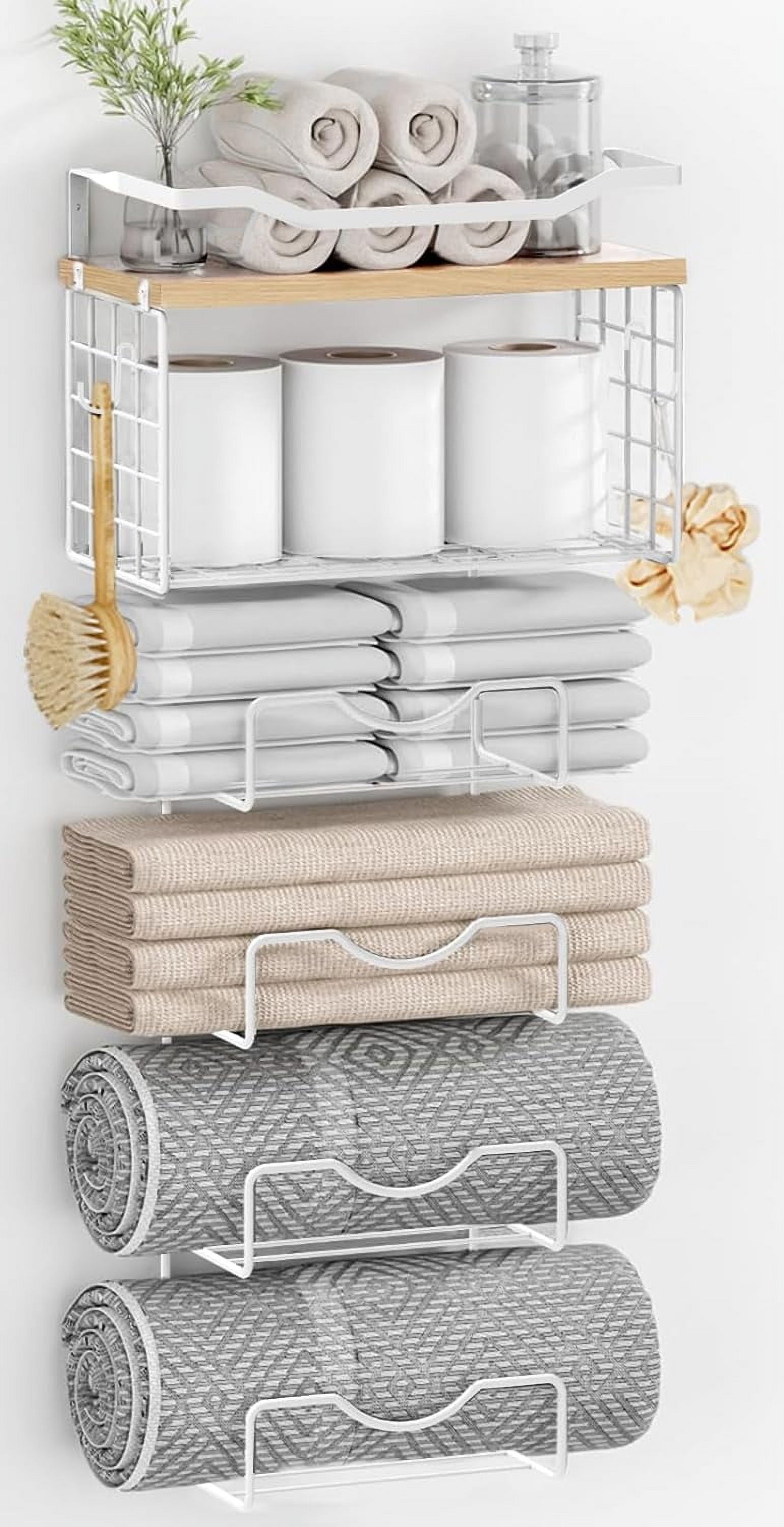 dxynlzq Towel Racks for Bathroom Towel Rack Wall Mounted 6 Tier Rolled ...