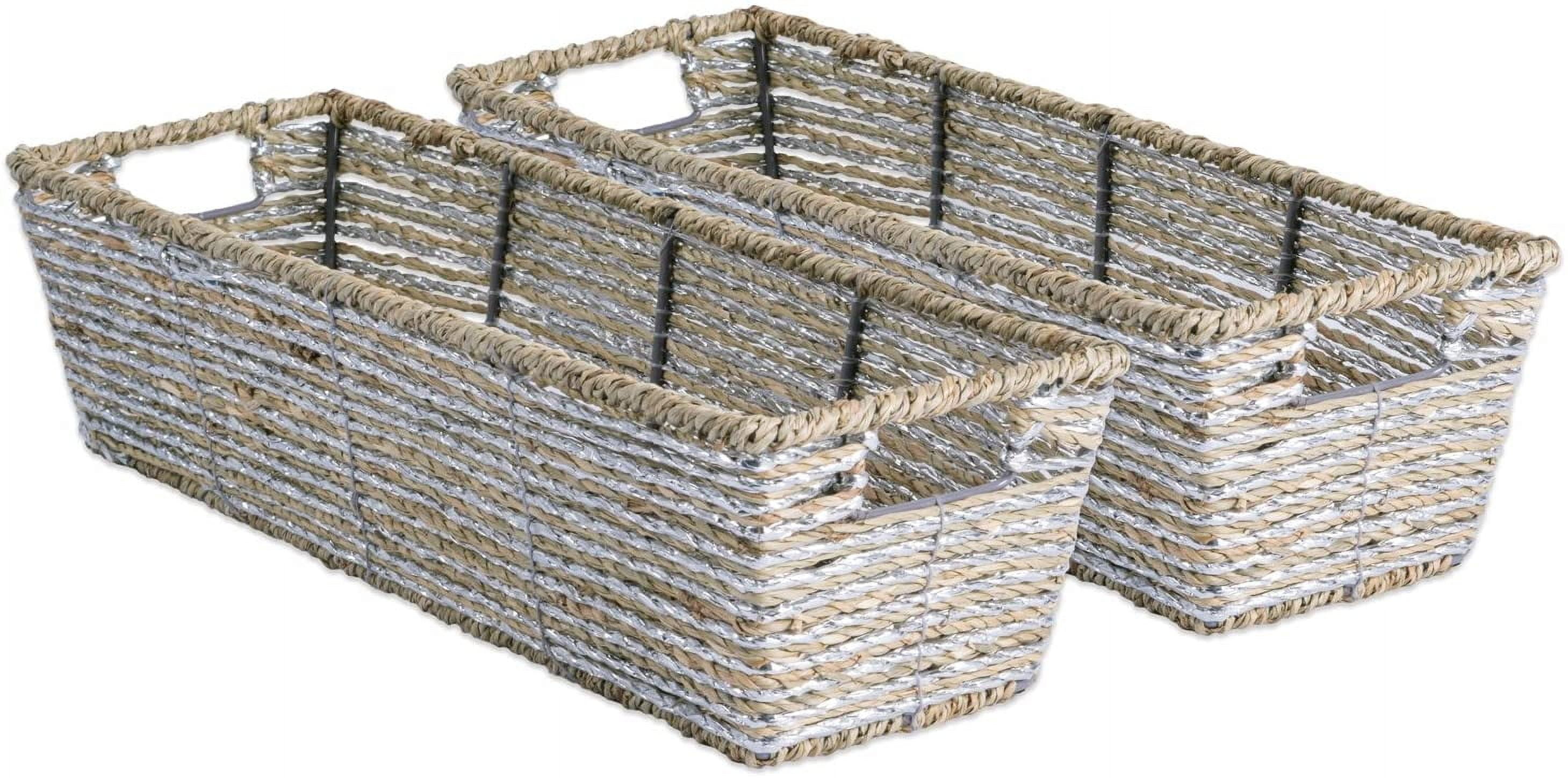 dxynlg Trapezoid Seagrass Metallic Basket 16x5x4- Silver - Walmart.com