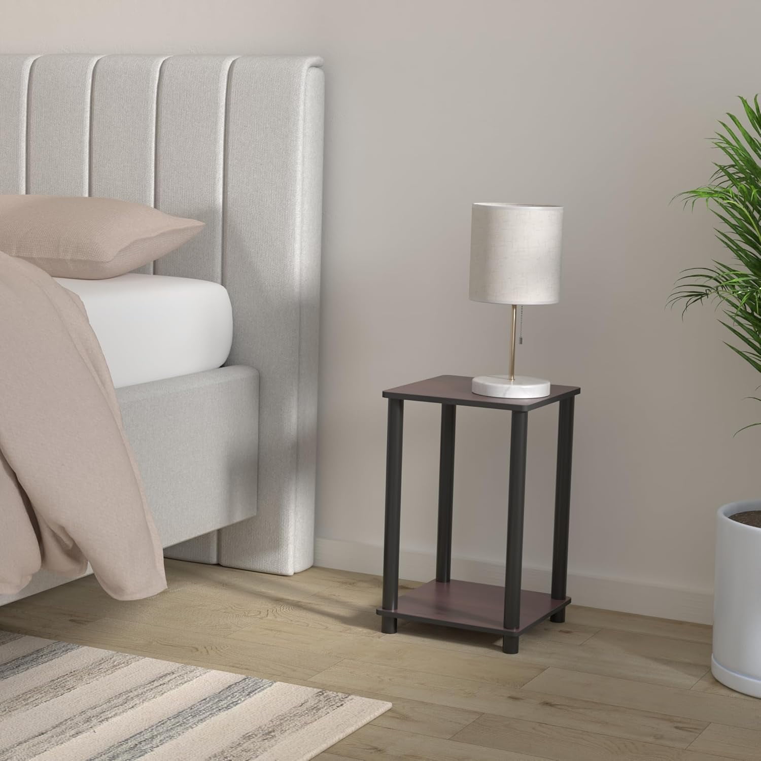 dxynlzq Turn-N-Tube End Side Night Stand/Bedside Table 2 Tier Dark ...
