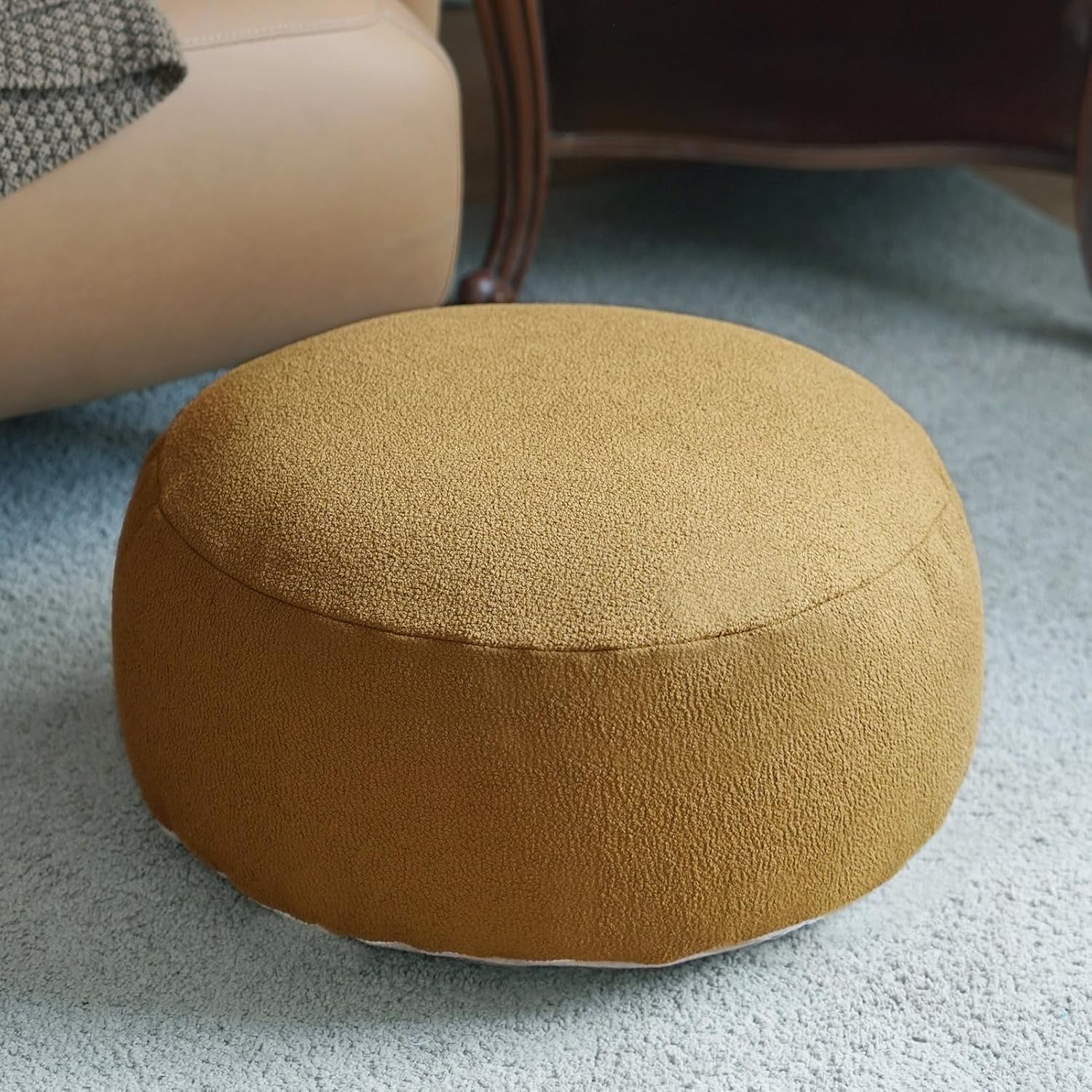 sasyxdc Unstuffed Pouf Ottoman Cover Soft Storage Extra Seat Farmhouse ...