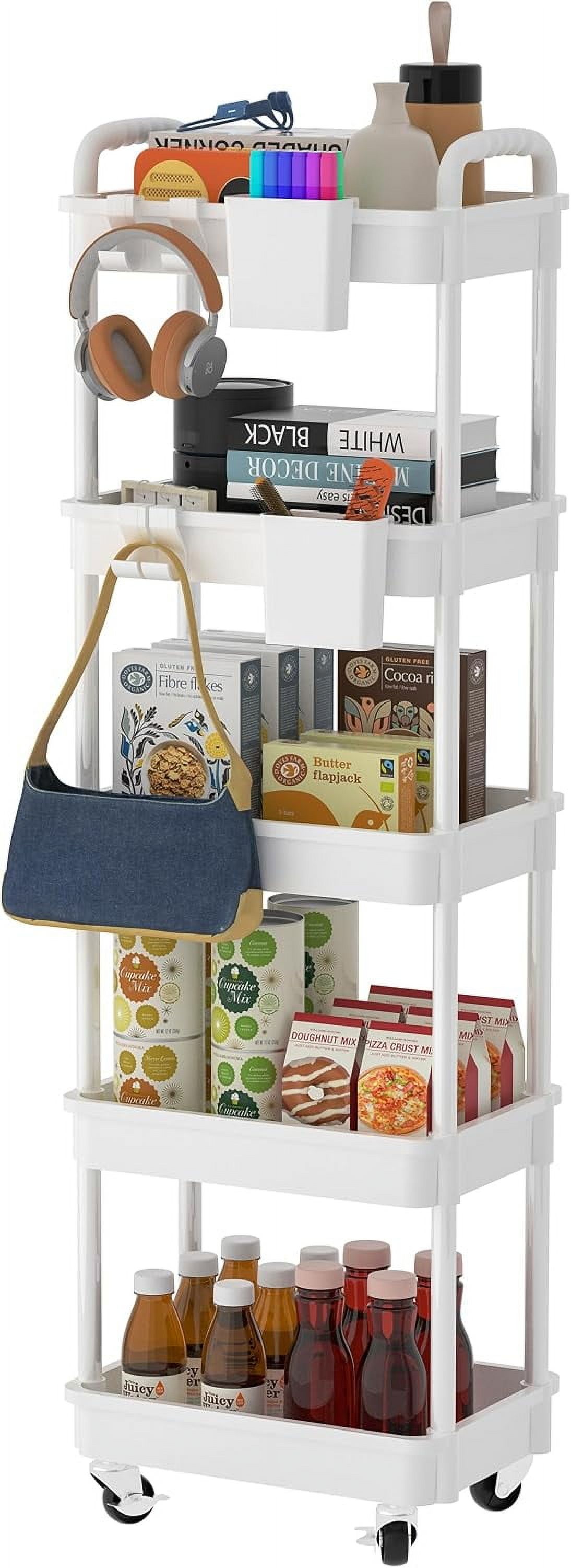 dxynlzq Utility Rolling Cart Storage Cart with Lockable Caster Wheels ...